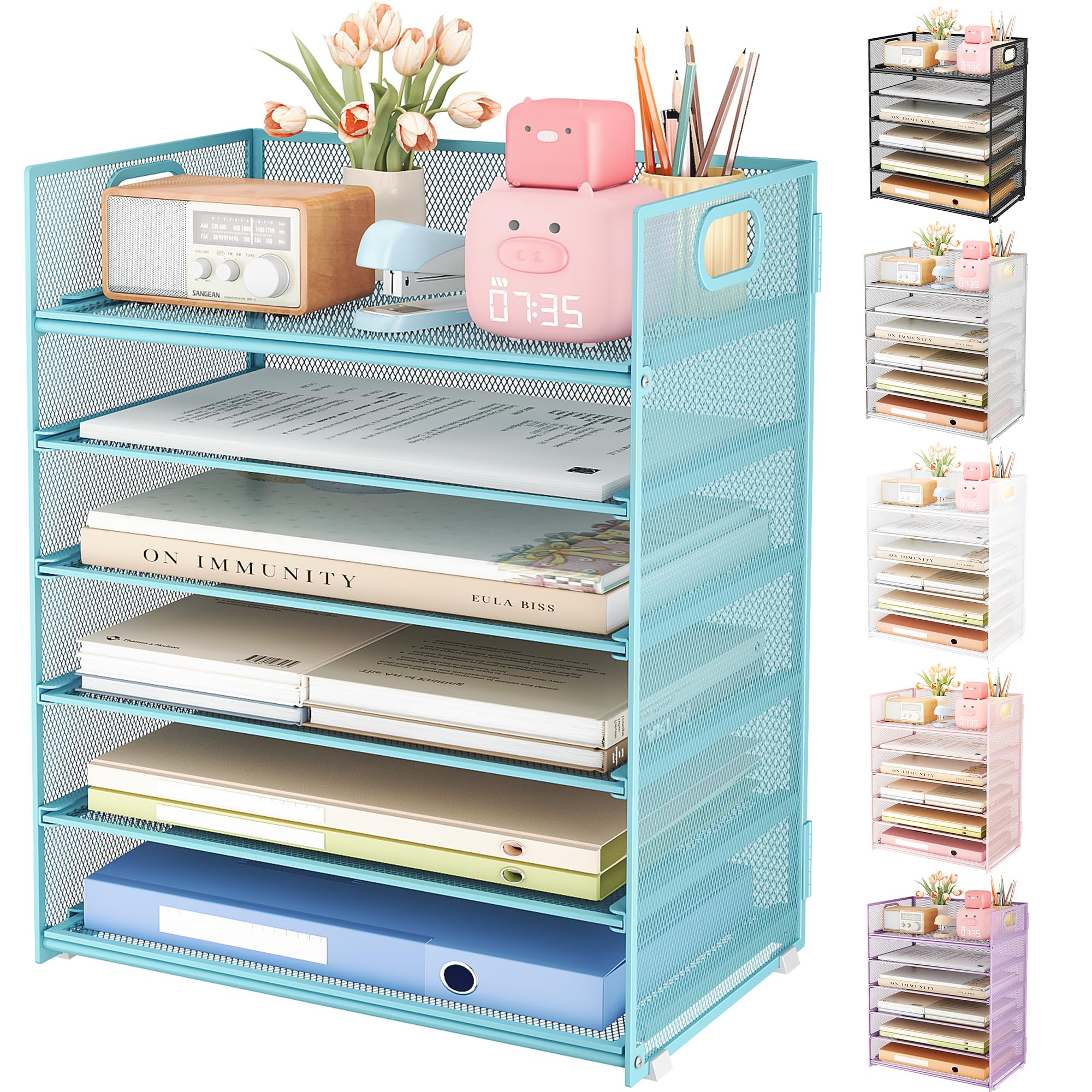 Amazon.com: Subekyu 6 Tier Office File Paper Desk Tray Organizer with ...