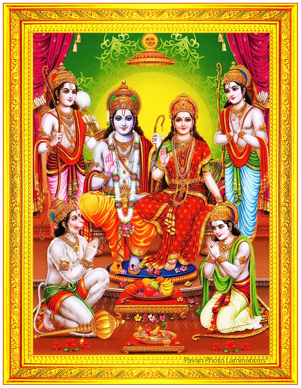 Buy Pavan Photo Laminations, Lord Sri Ram Darbar Bhagwan Shri Rama ...