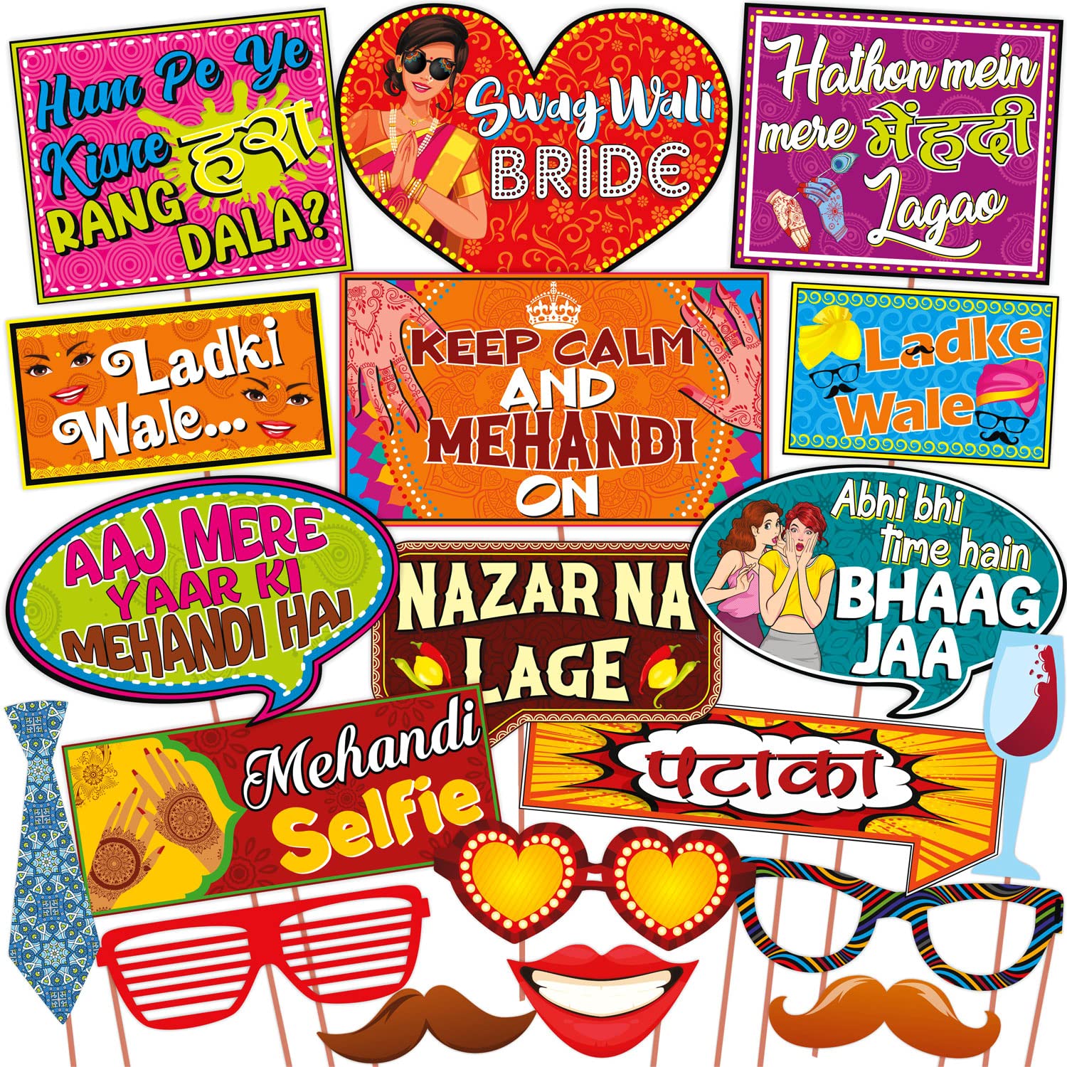 WOBBOX Mehandi Decoration Sangeet/ Mehandi Night Party Props, Bollywood ...