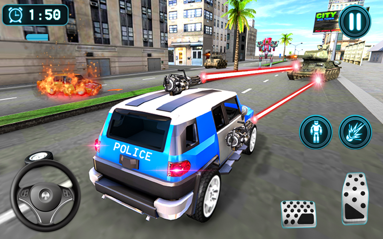 US Police Elephant Robot Transform Car Driving Games: Superhero Robots ...