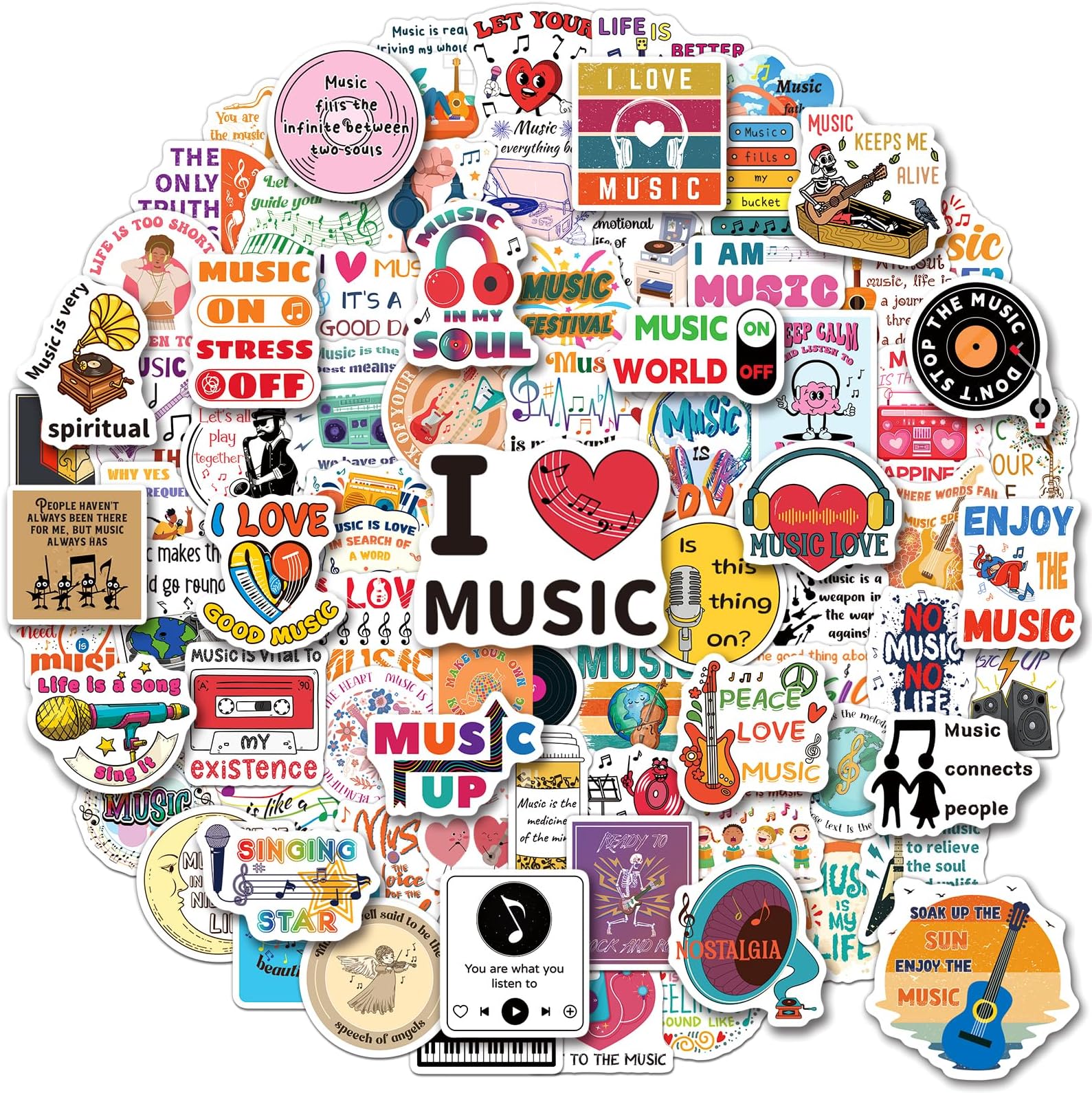 Amazon.com: 100pcs Piano Stickers,Musical Instrument Decals,Vinyl ...