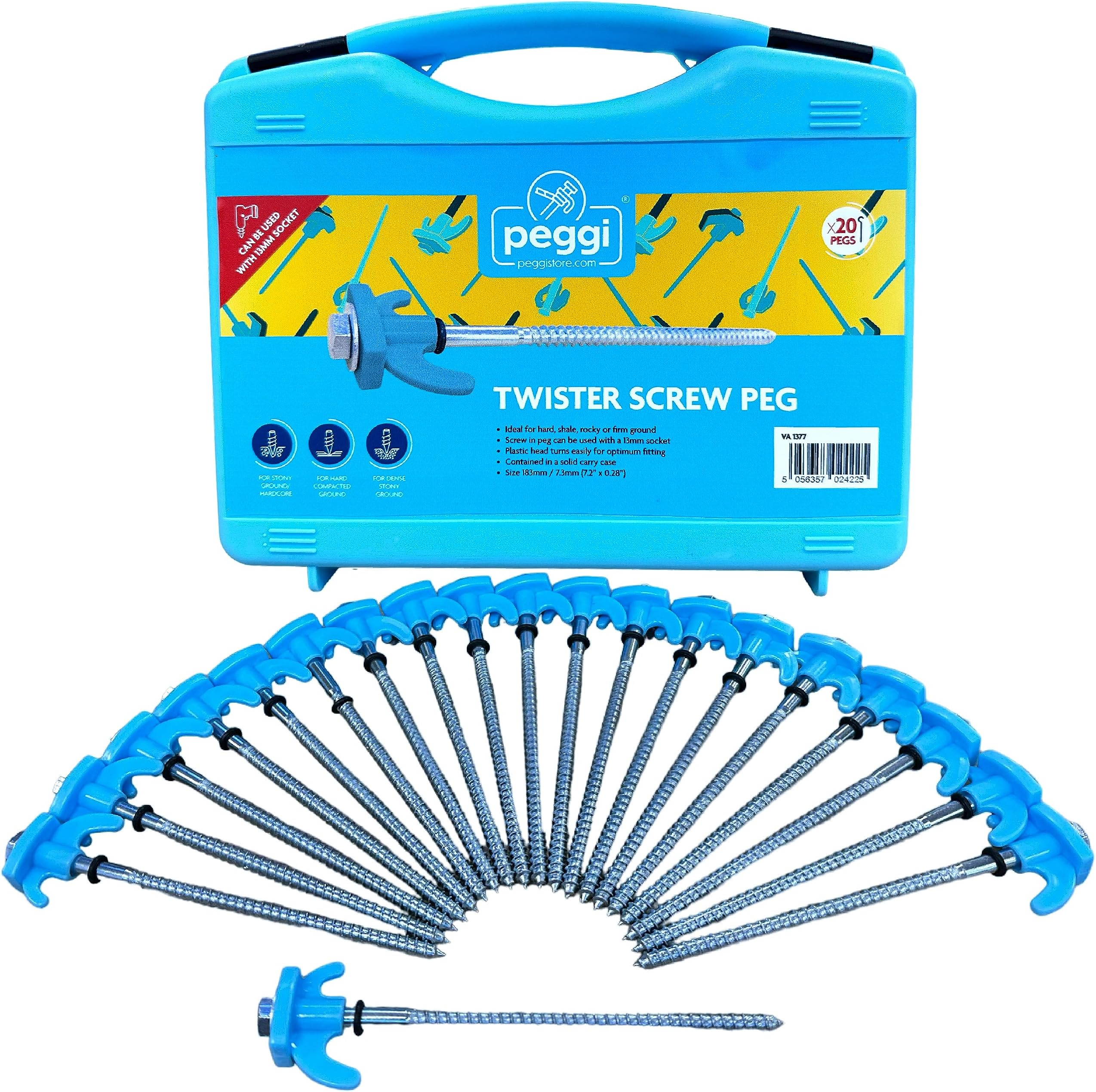 Miriad Quest Heavy Duty Glow in the Ground Pegs - 20 Hard Ground ...