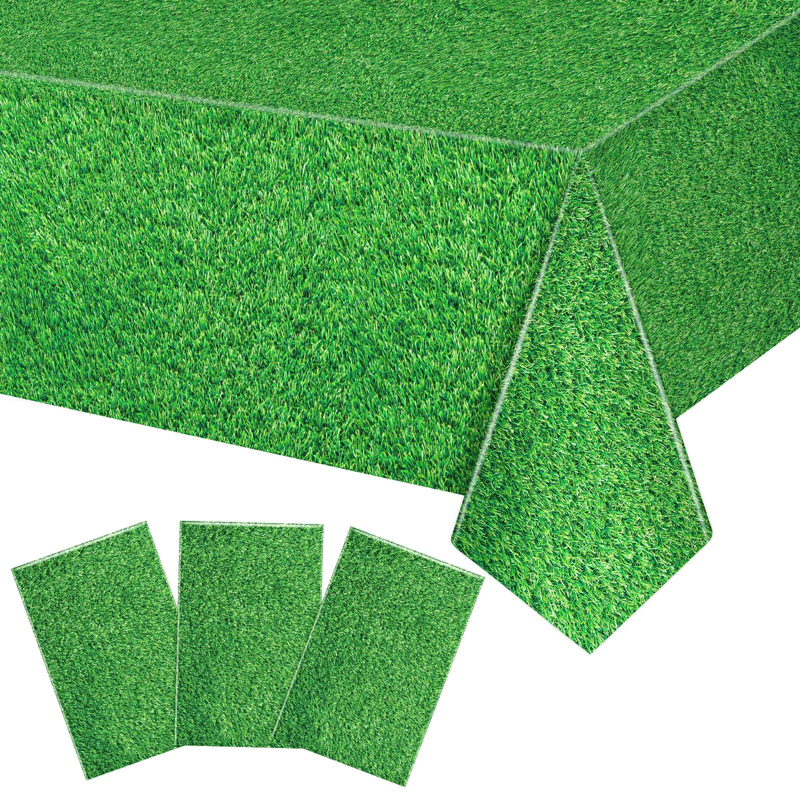 Amazon.com: Lemicin 3 Pack Disposable Green Grass Tablecloth, 54 x 108 Inch Plastic Tablecloth ...