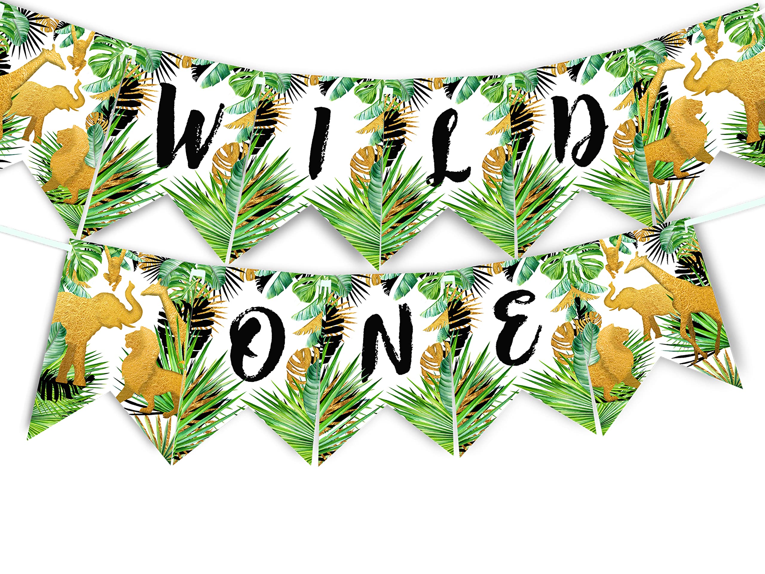 Amazon.com: Golden Safari Wild One Banner Pennant - Safari Party ...