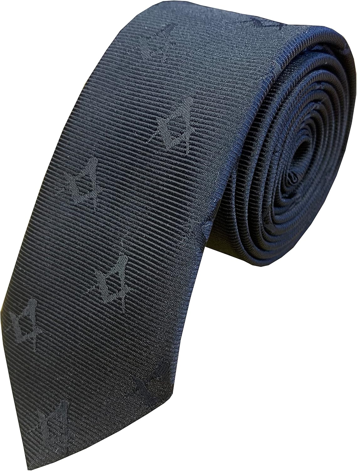 Men's Freemasons Masonic Black Woven Skinny Narrow Width 2" Neck Tie ...