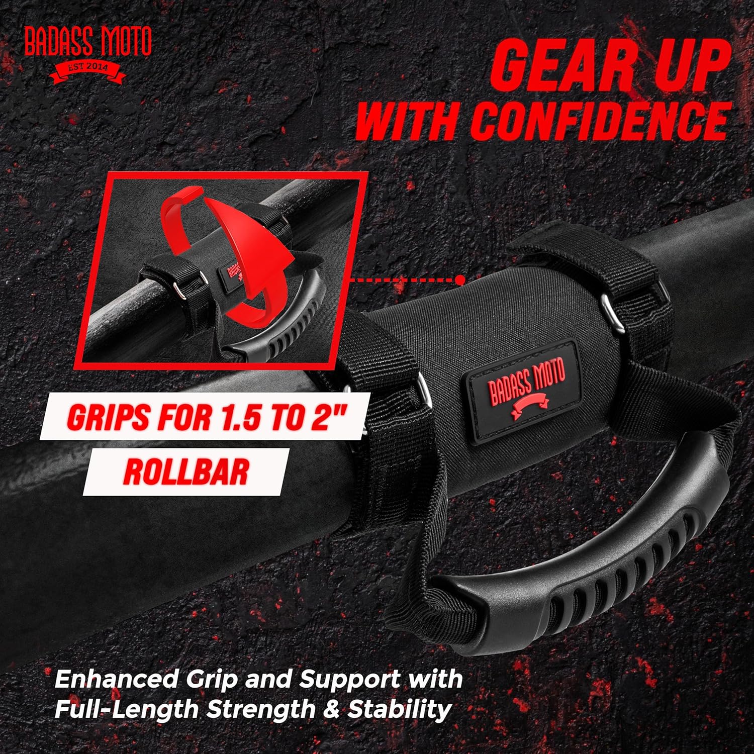 Badass Moto Roll Bar Grab Handles 4 Pack - SXS, ATV & UTV Grab Handles ...