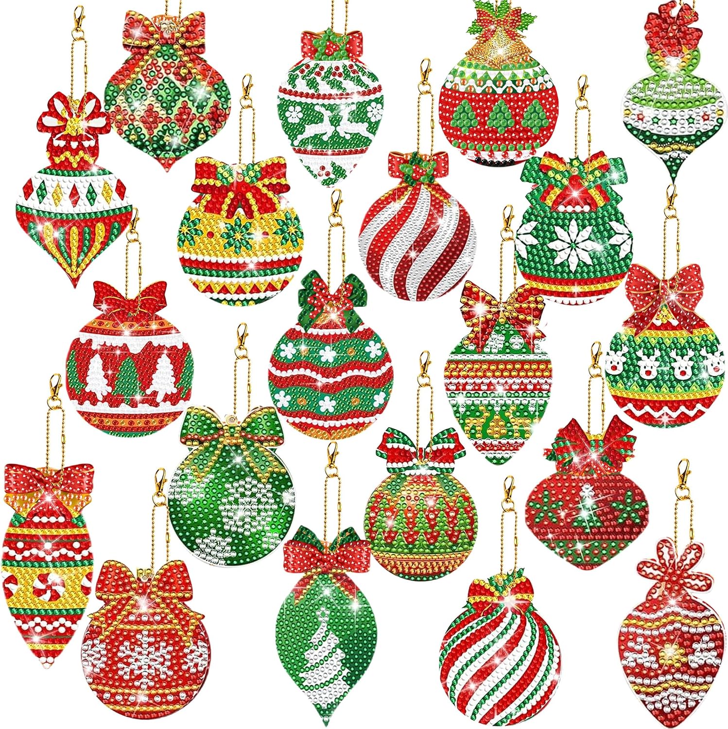 Amazon.com: EUVBOKW 20 Pcs Christmas Ball Diamond DIY Keychain Kits 5D ...