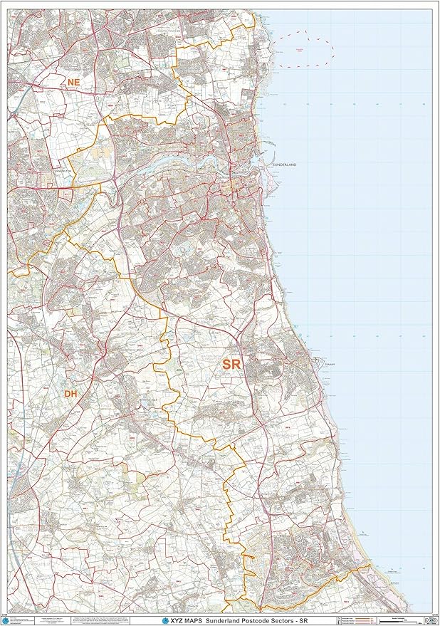 Sunderland - SR - Postcode Wall Map - Paper : Amazon.co.uk: Stationery ...