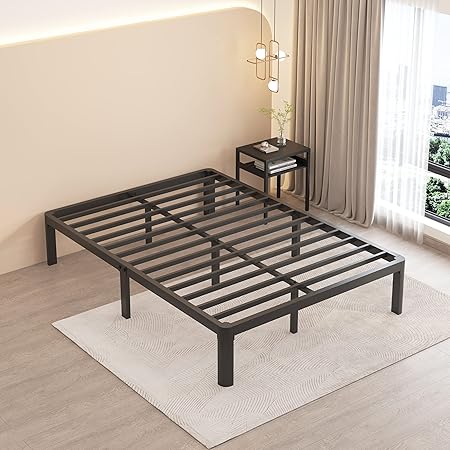 Amazon.com: Hunlostten 16" Full Size Bed Frame No Box Spring Needed ...
