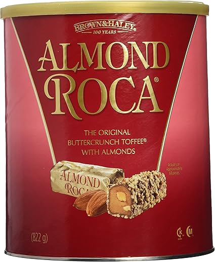 Brown & Haley Almond ROCA Canister, Individually Wrapped Chocolate ...