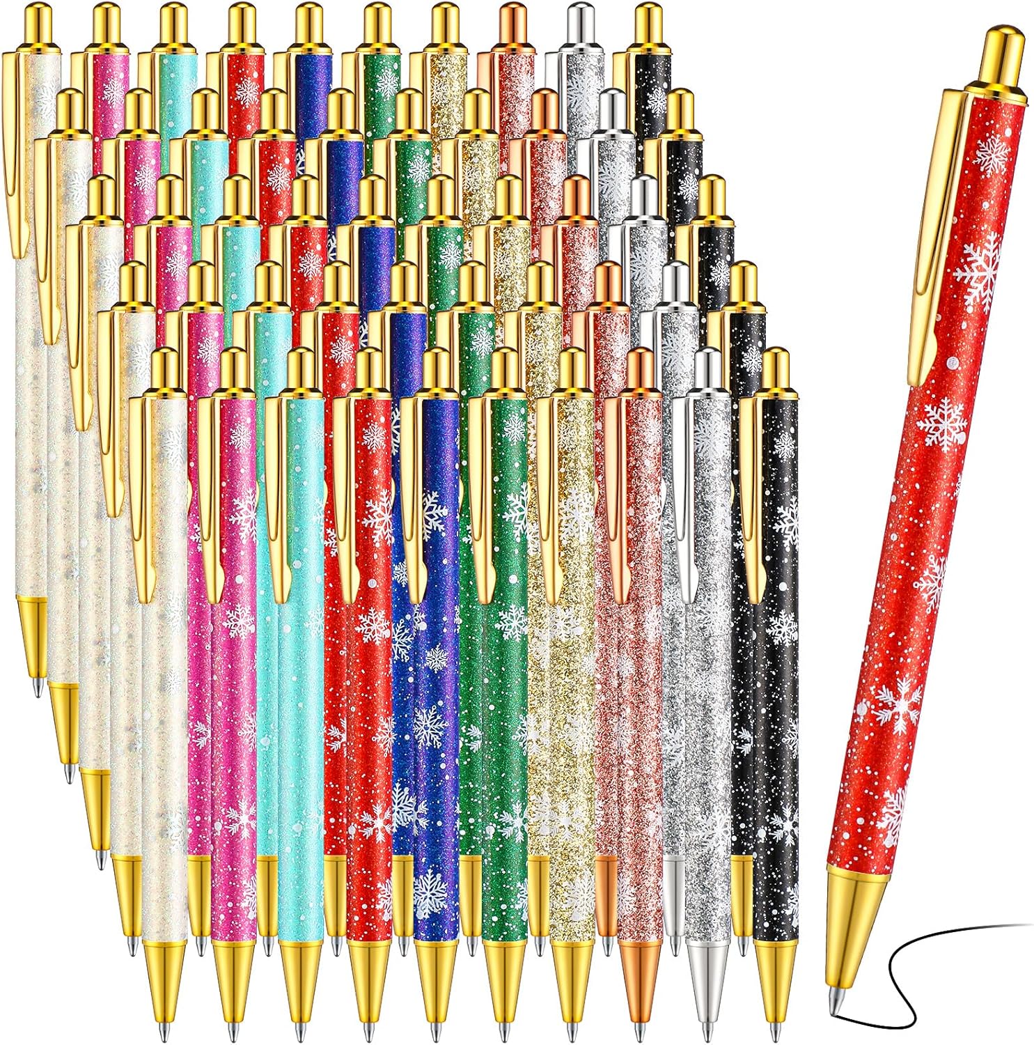 Amazon.com : Tenceur 50 Pcs Christmas Fun Sparkly Fancy Ballpoint Pen ...