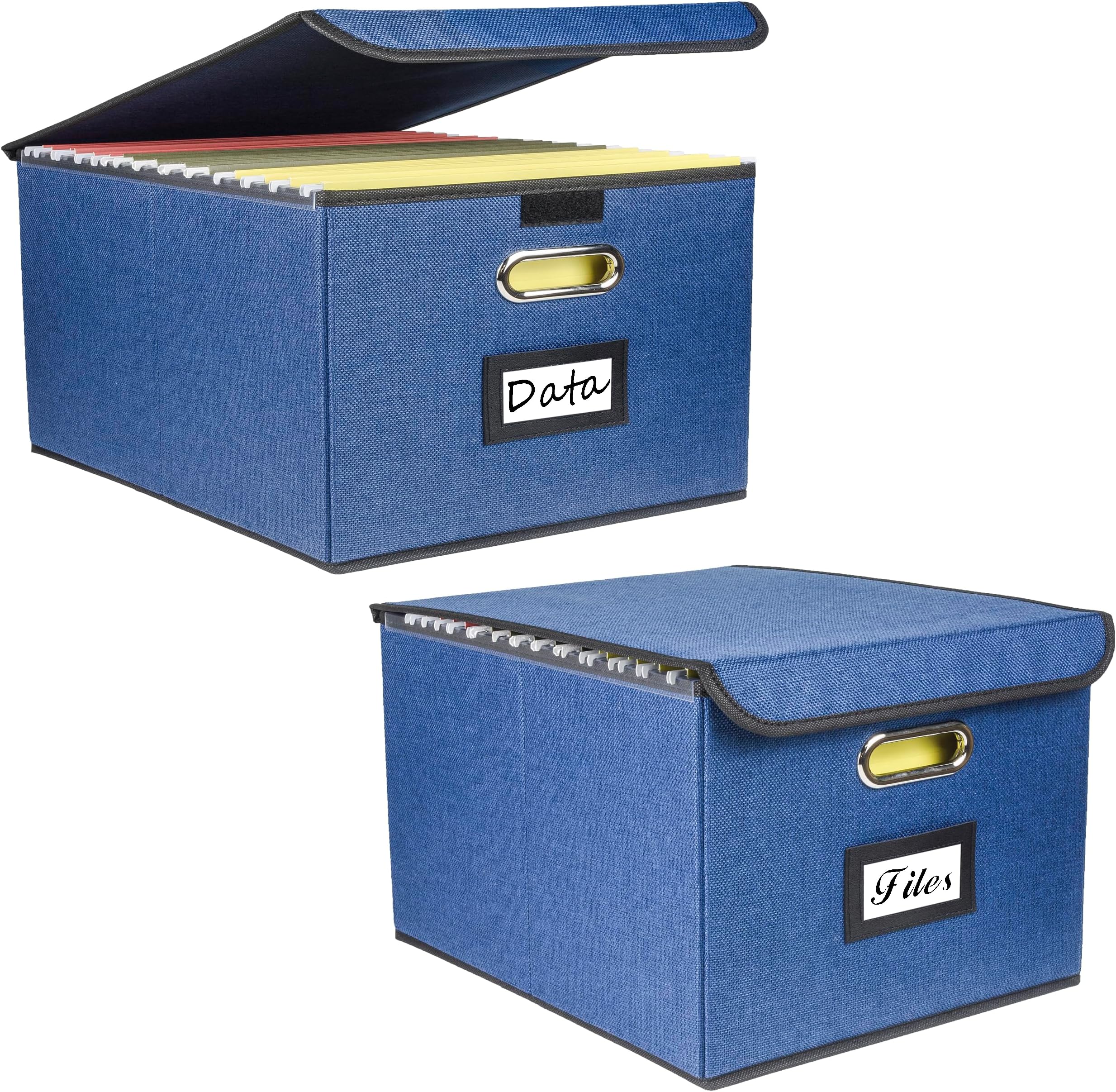 Amazon.com: Collapsible File Box with Lid [2-Pack] Decorative Documents ...