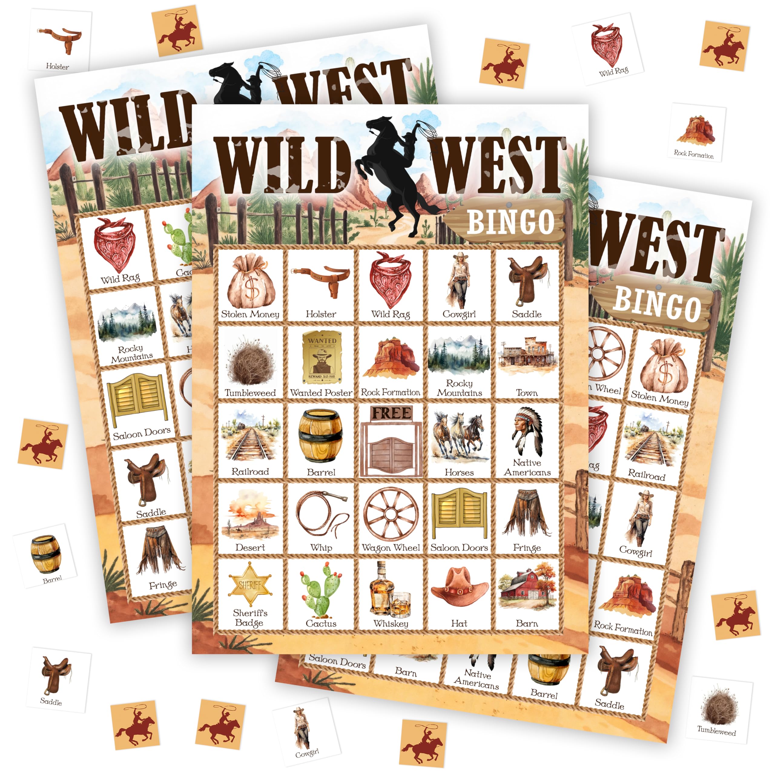 Amazon.com: Wild West Bingo Games For Adults, Western Cowboy Birthday ...