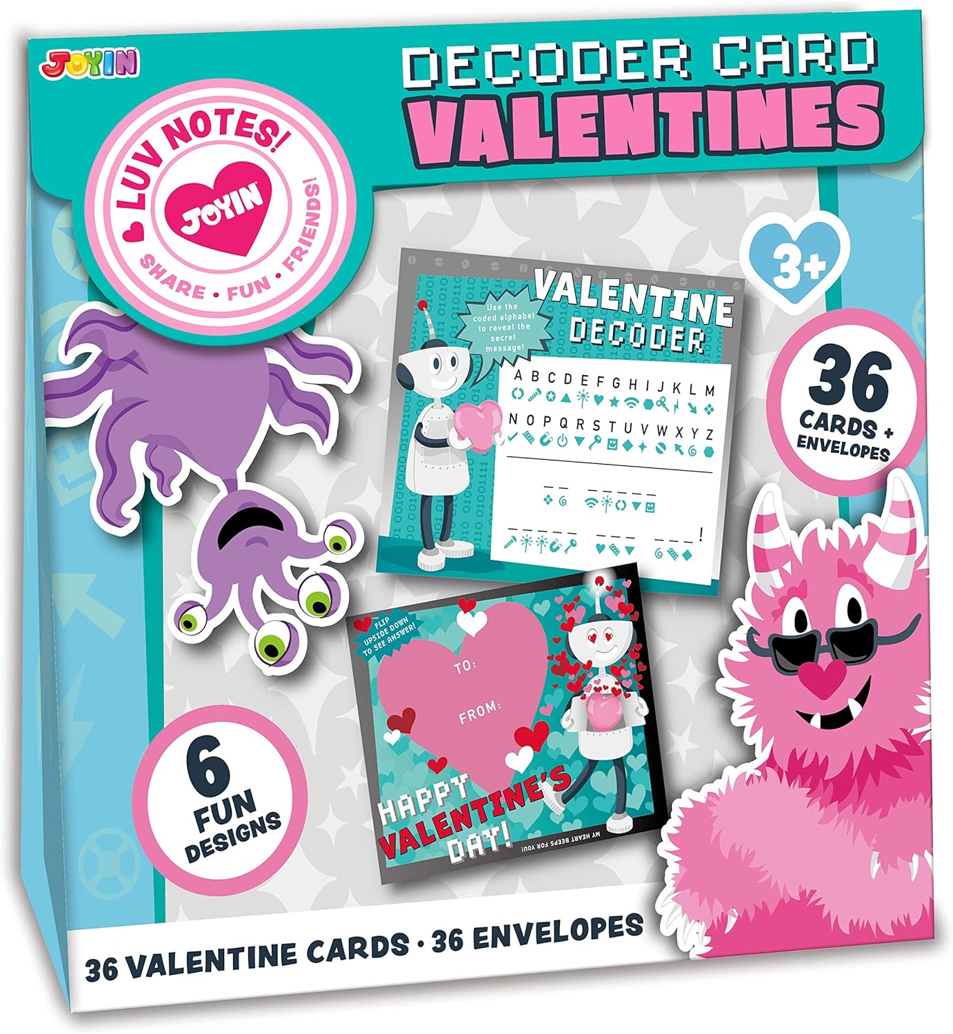 Amazon.com: JOYIN 36 Pack Valentines Day Gift Cards of Decoder Games ...
