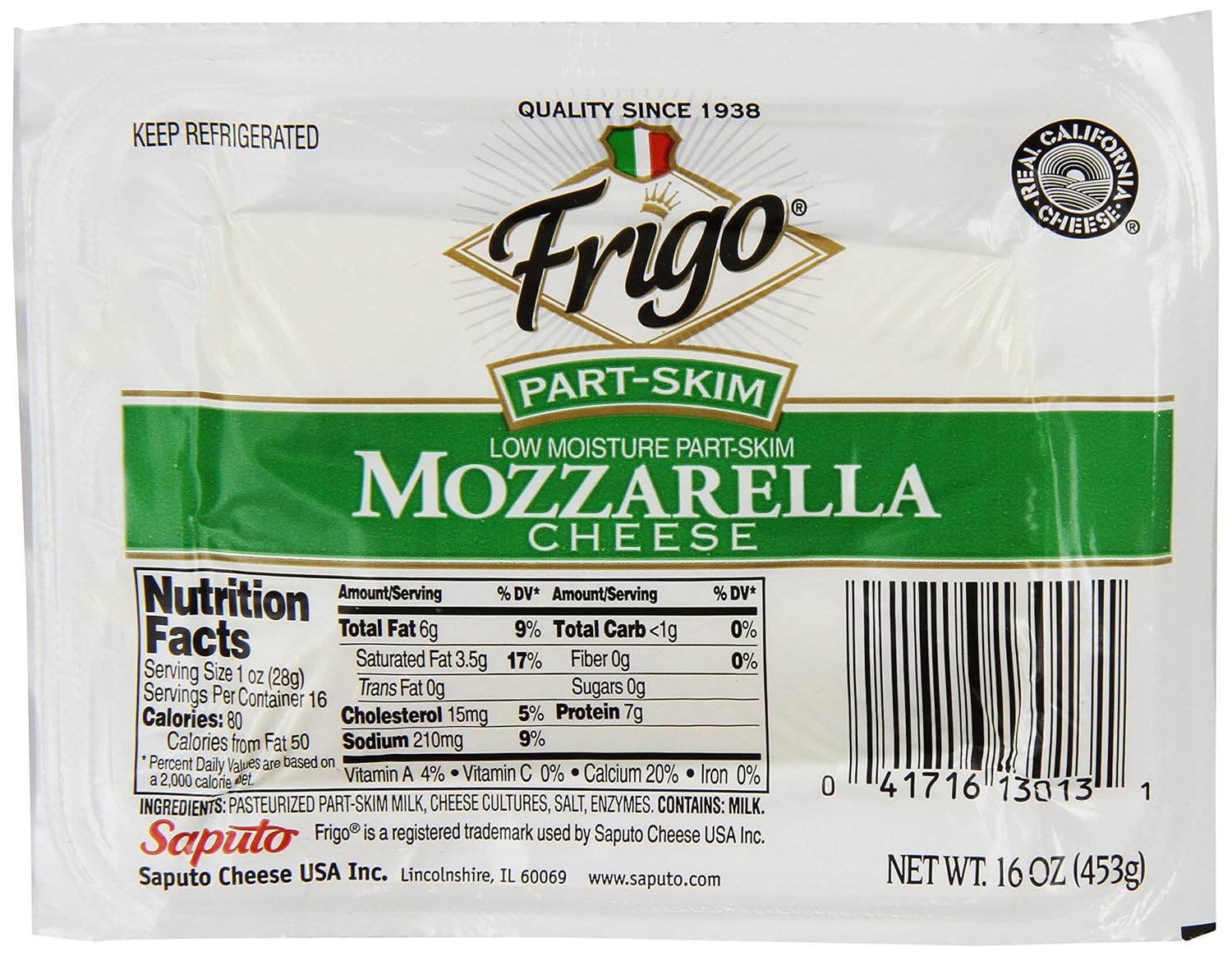 Amazon.com: Frigo Part-Skim Mozzarella Cheese, 16 oz : Grocery ...