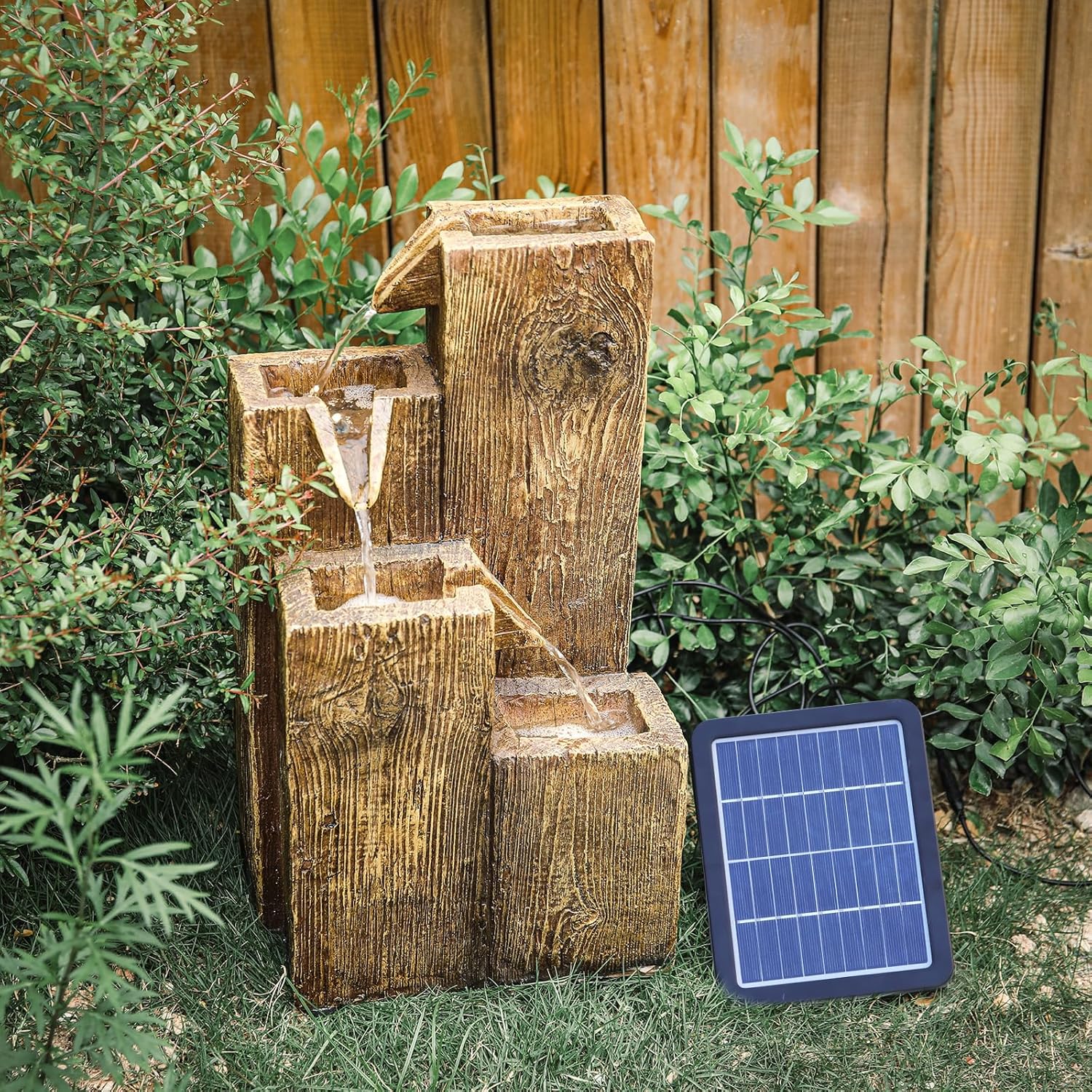 Warmiehomy Solar Water Fountain, Solar Powered Water Feature 4 Tier ...