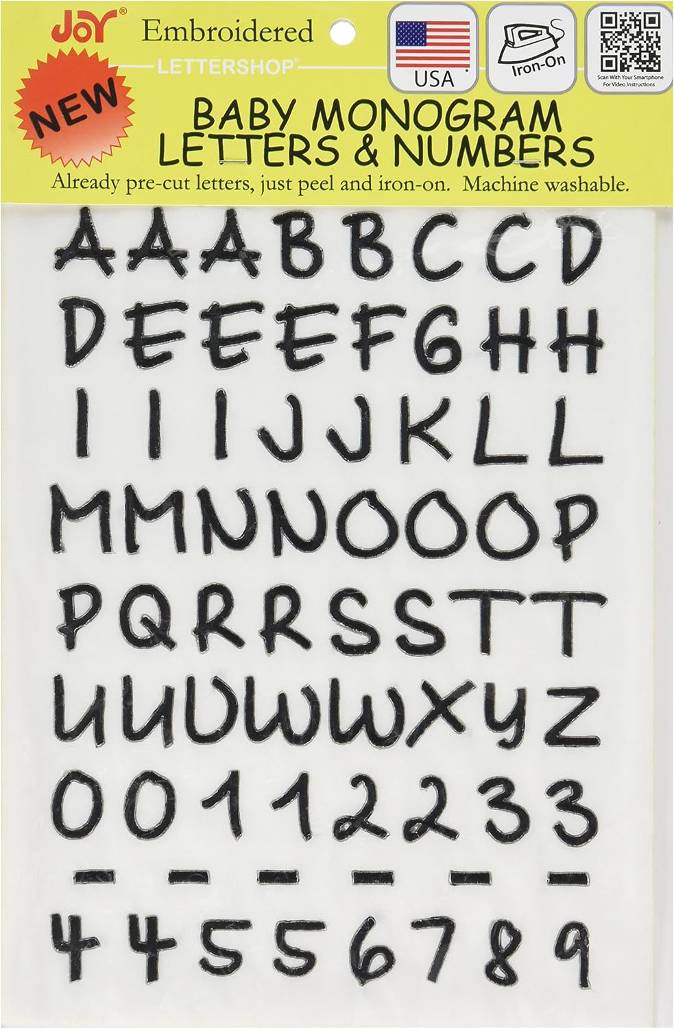 Amazon.com: Joy JOY8315 Monogram Baby Letter Iron On Sheet, 1/2", Black