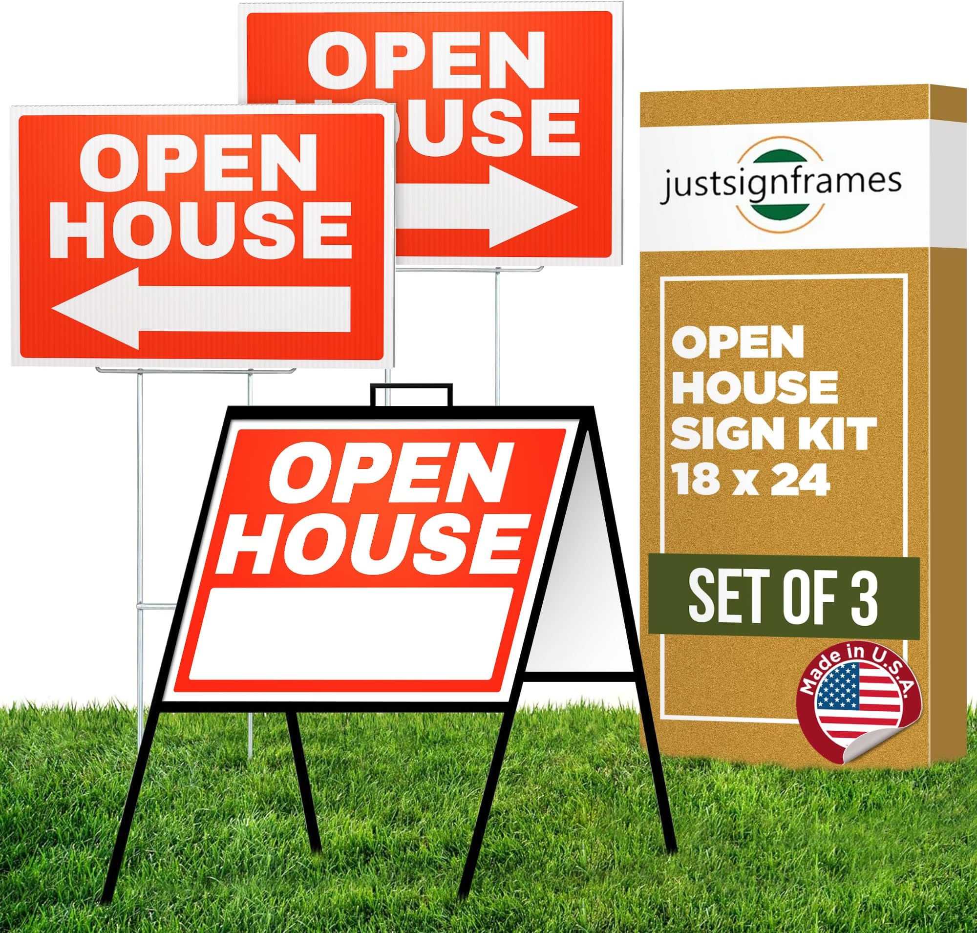 Amazon.com: Open House Real Estate Signs - 18" x 24" Double Sided Yard ...