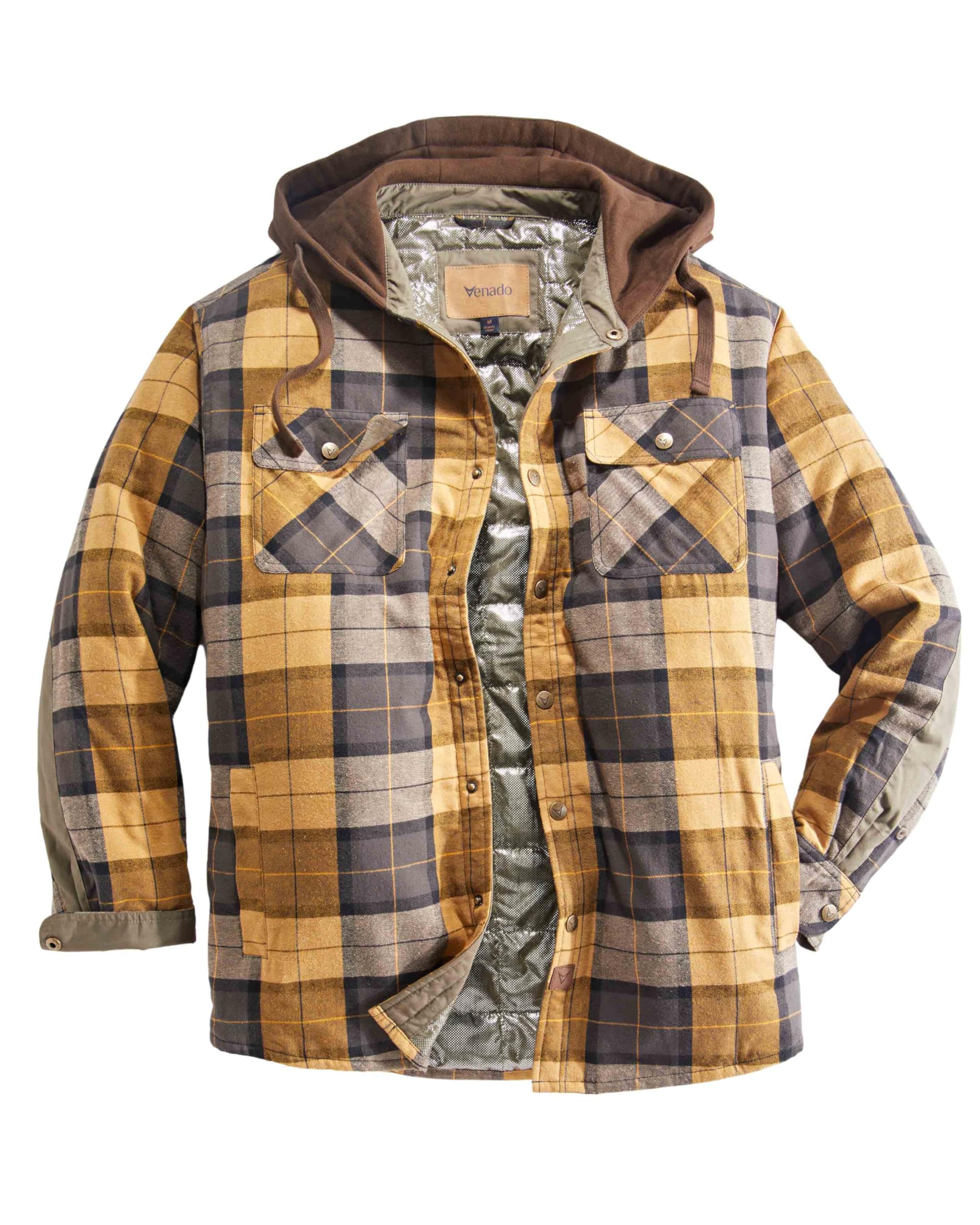 Venado Men's Reflex Quilt Lined Flannel Shirt Jacket with Hood ...