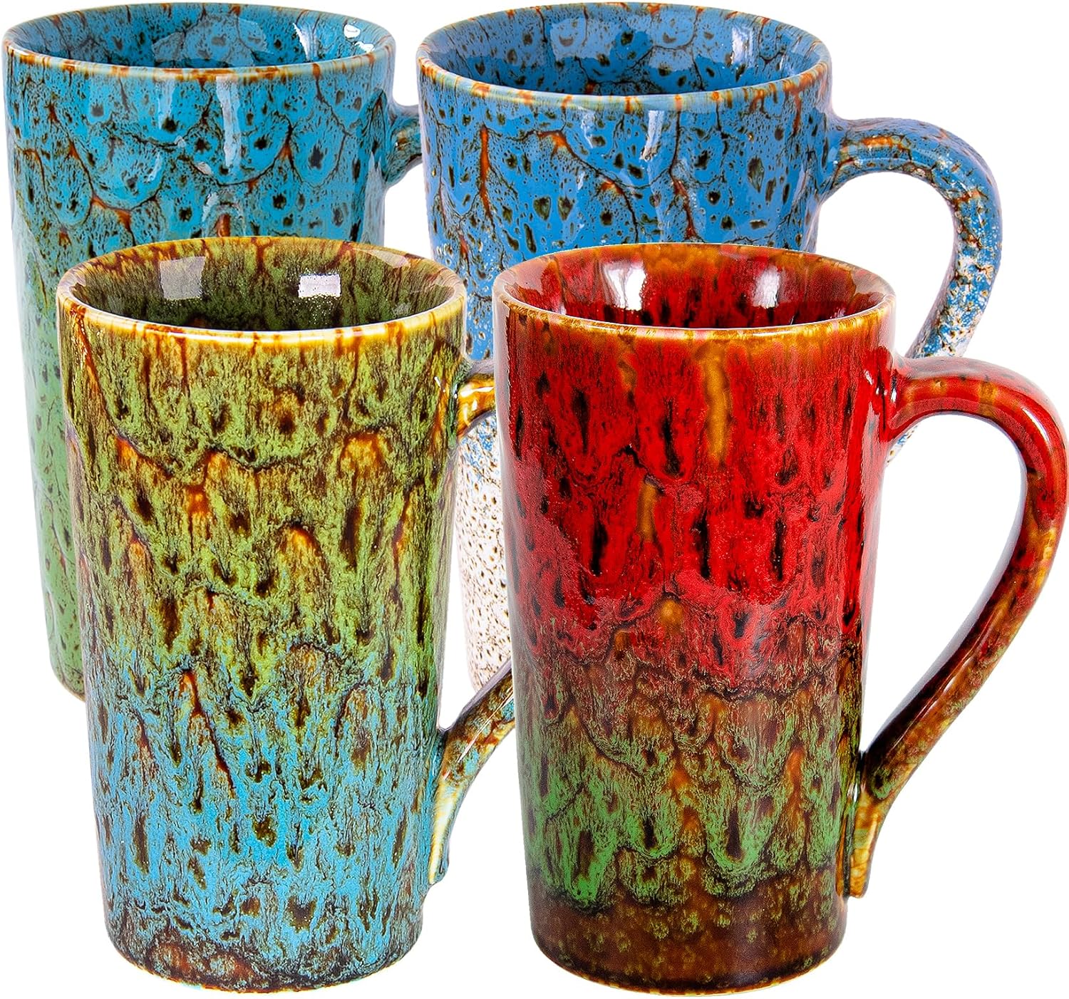 Amazon.com: YINUOWEI 20oz Porcelain Coffee Mugs Set of 4, Large Tall ...