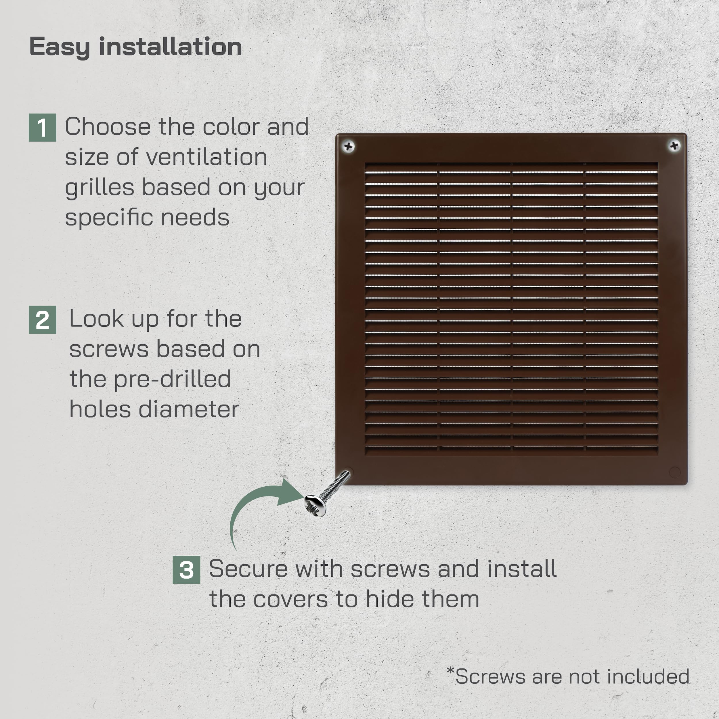Vent Systems 300 x 300 mm / 12” x 12” Inch Brown Soffit Vent Cover ...
