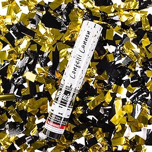 Amazon.com: Blaise Pyro & Party Black & Gold Confetti Poppers, Safe ...
