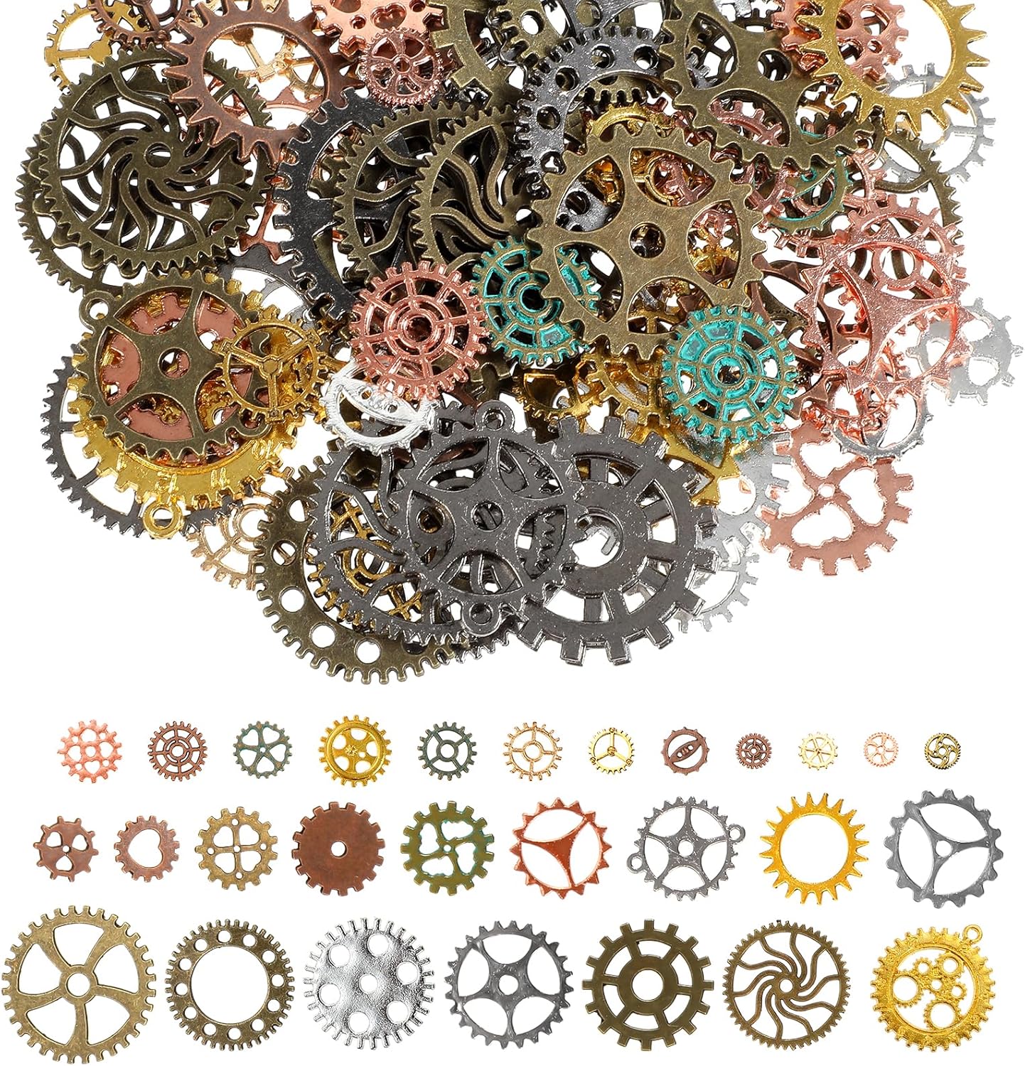 Amazon.com: AOZUO Antique Metal Gears, Assorted Color Steampunk Gears ...
