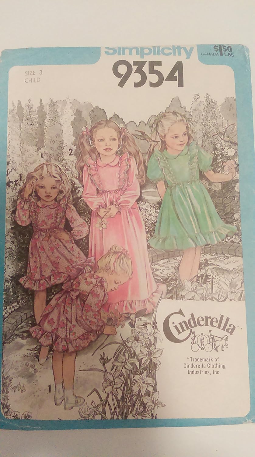 Amazon.com: Simplicity 9354 Vintage Sewing Pattern Cinderella Girls ...