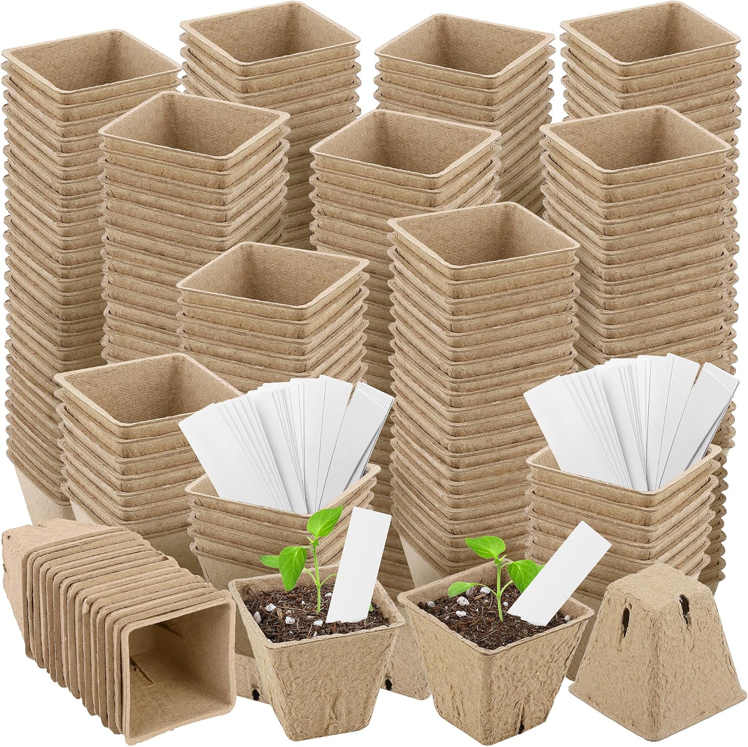 Amazon.com: Hahood 120 Pieces Peat Pots Plant Starters 2.3 Inch Square ...