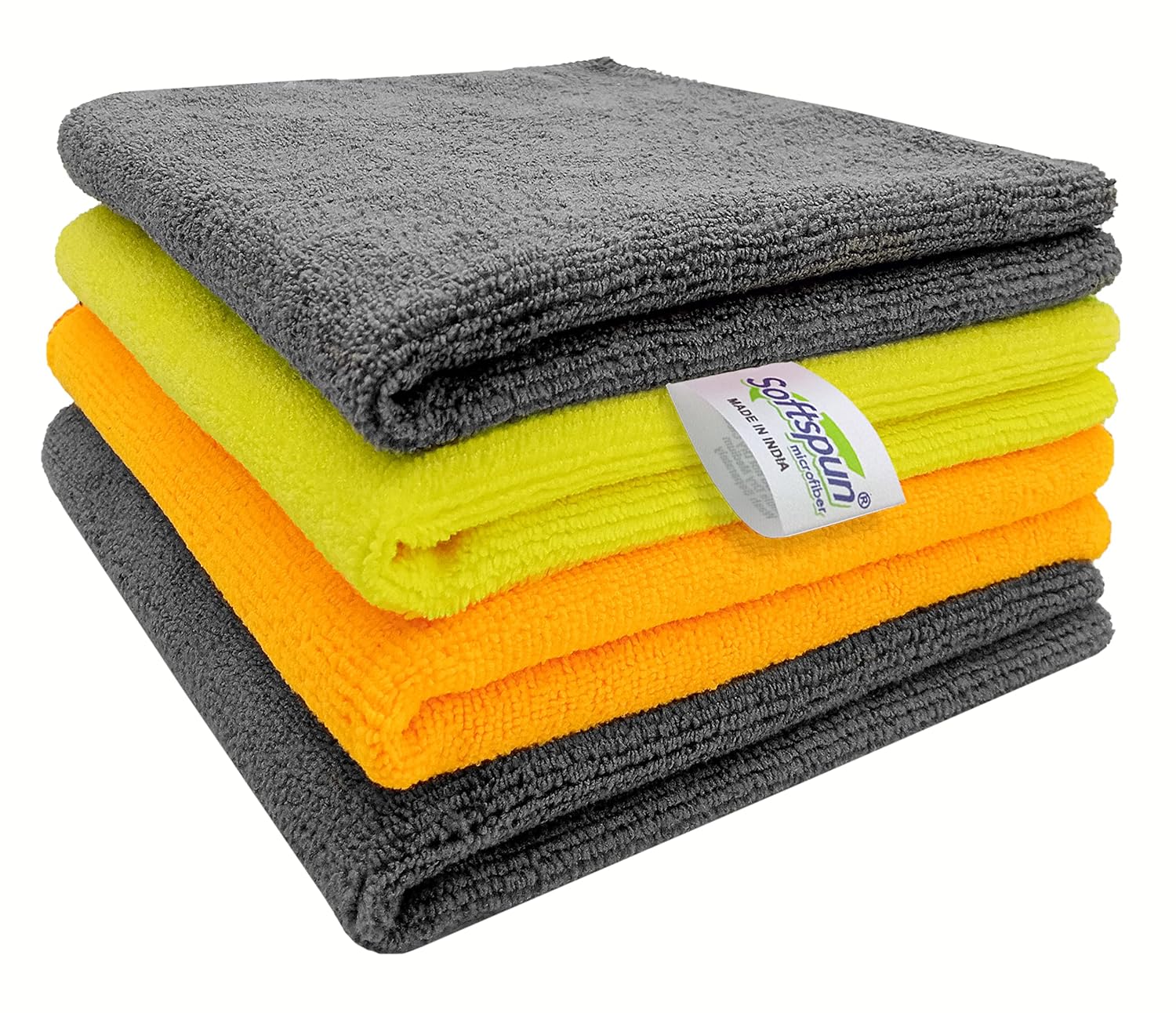 SOFTSPUN Microfiber Cleaning Cloths, 50x50cms 4 pcs Towel Set 340 GSM ...