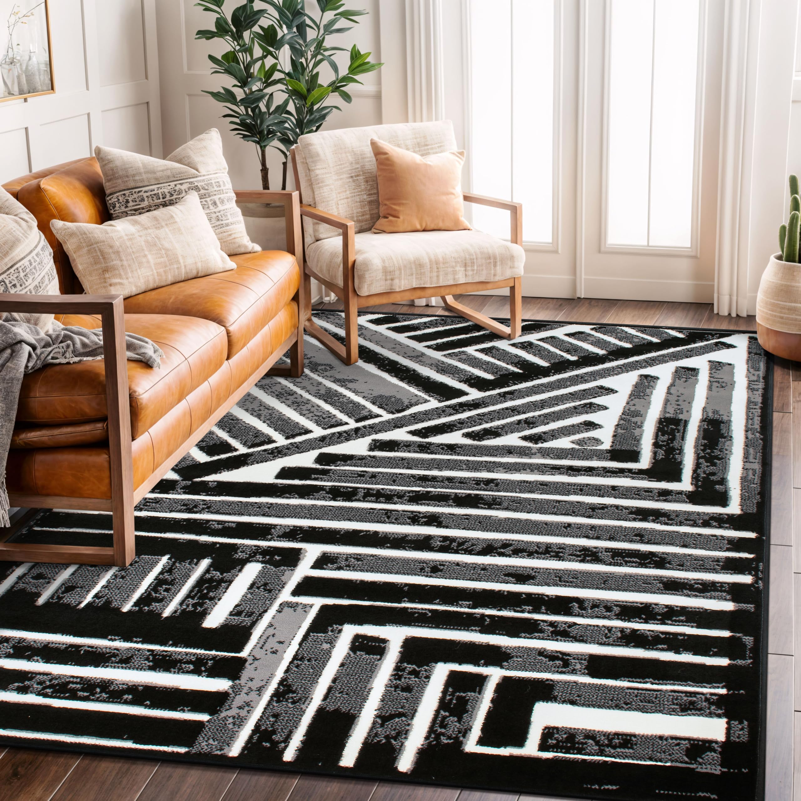 Amazon.com: Rugshop Contemporary Stripe Design High Traffic Area Rug 5 ...
