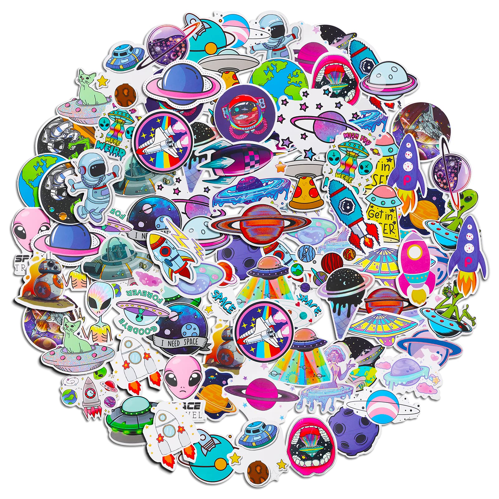 Hifot 100 Pcs Alien Stickers Ufo Vinyl Waterproof Stickers Flask ...