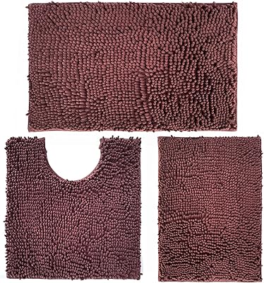 Upgrade Extra Large Brown Bathroom Rug Set 3 Pieces Ultra Soft, Thick ...