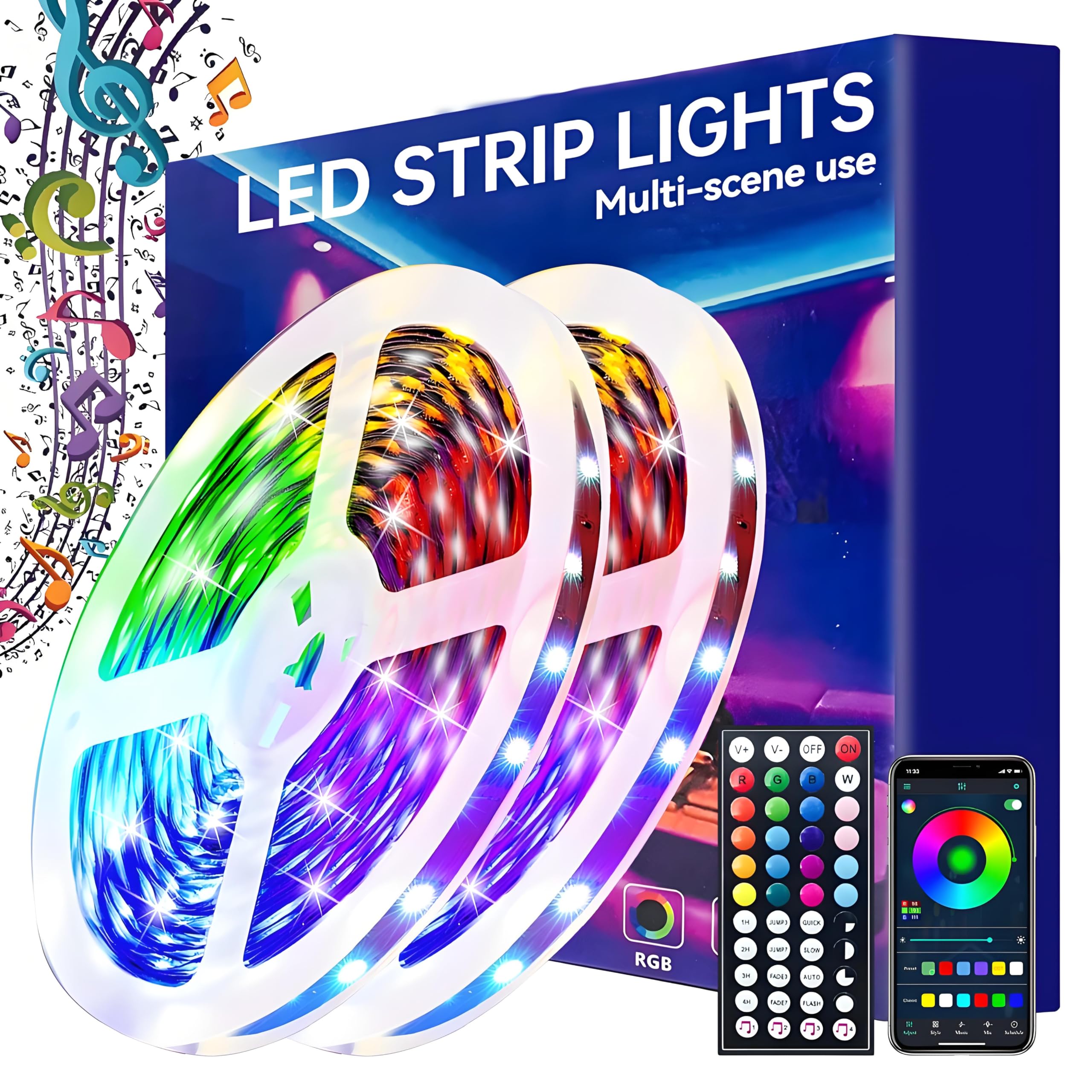 Amazon.com: JUHOM USB Strip Lights 30 Lamp Beads per Meter 32.8ft ...