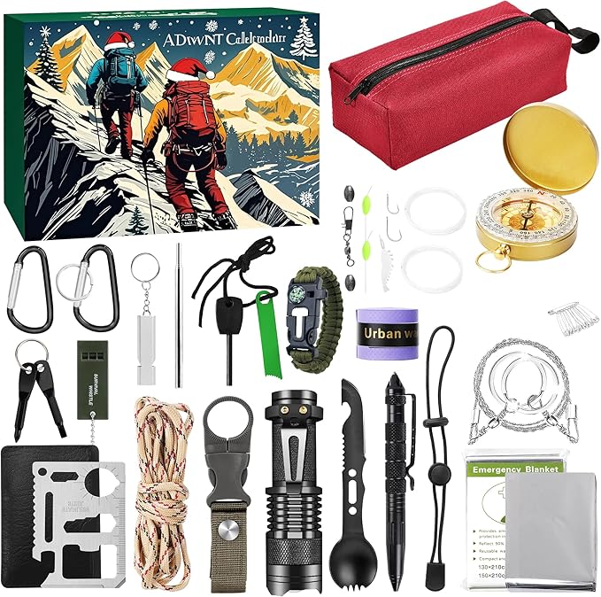 Amazon.com: Survival Kit Advent Calendar 2025 for Men - Survival Gear ...