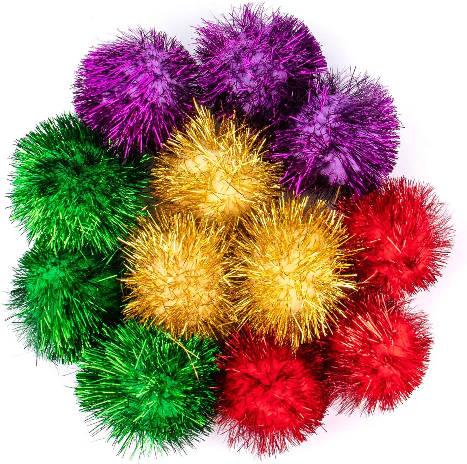 Amazon.com : AUEAR, 12 Pack 2 Inch Sparkle Ball Shiny Tinsel Pom Poms ...