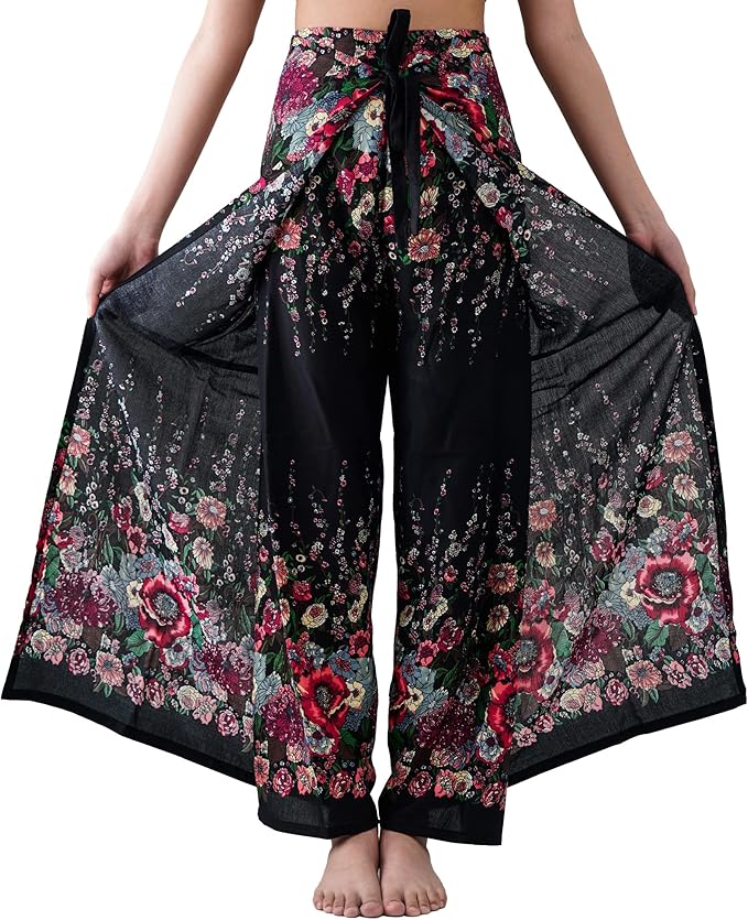 Amazon.com: B BANGKOK PANTS Women's Boho Palazzo Pants Wide Leg Yoga ...
