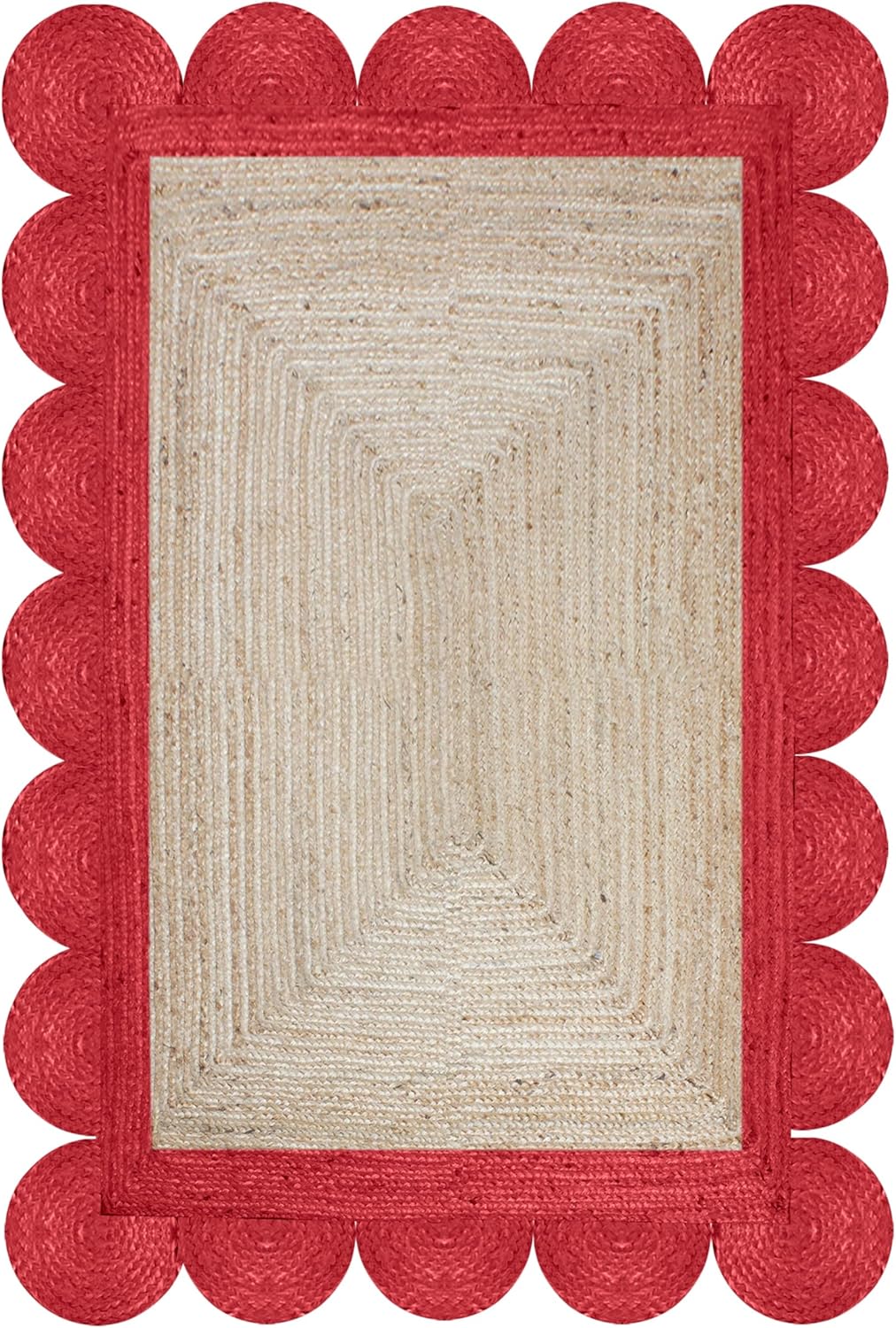 Amazon.com: CASAVANI Scalloped Edge Rug, Braided Natural Jute Fiber ...