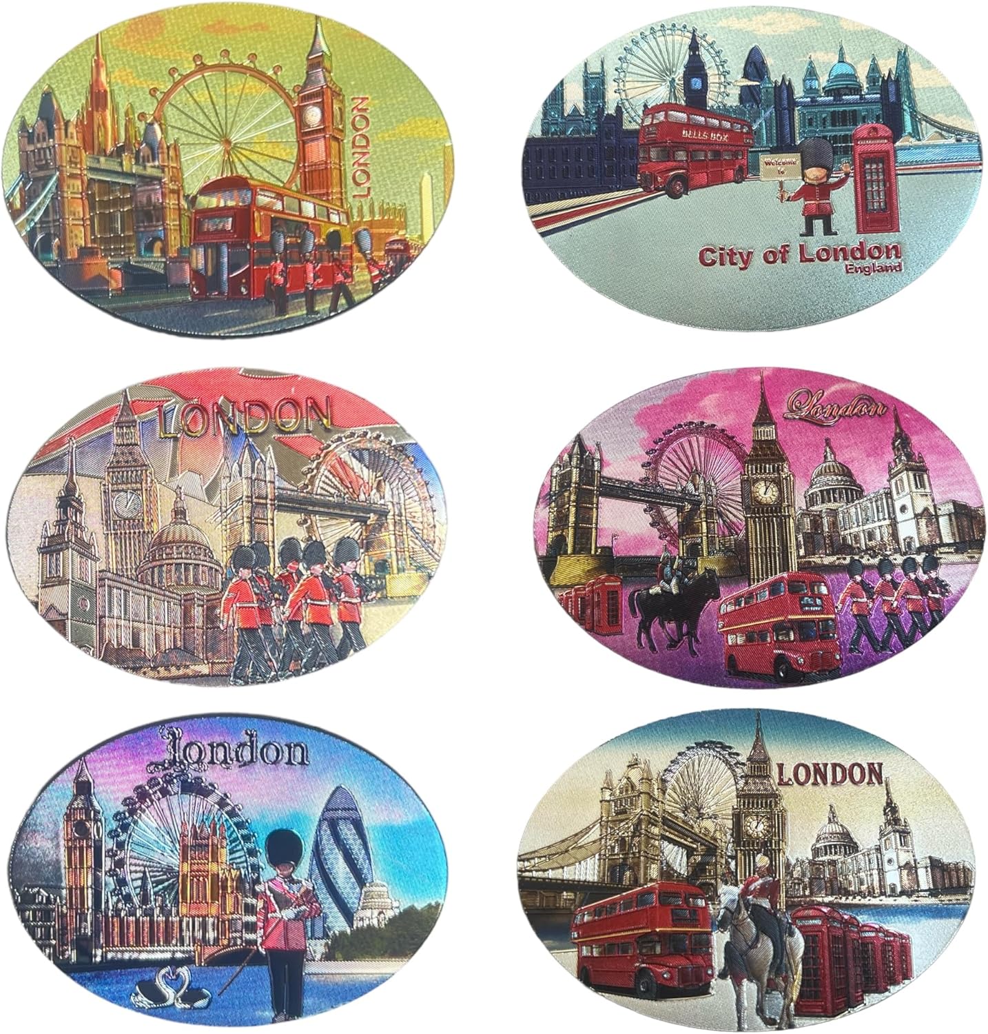 6 Iconic London Scene Photo Magnets - Union Jack & Oval Shape Fridge ...