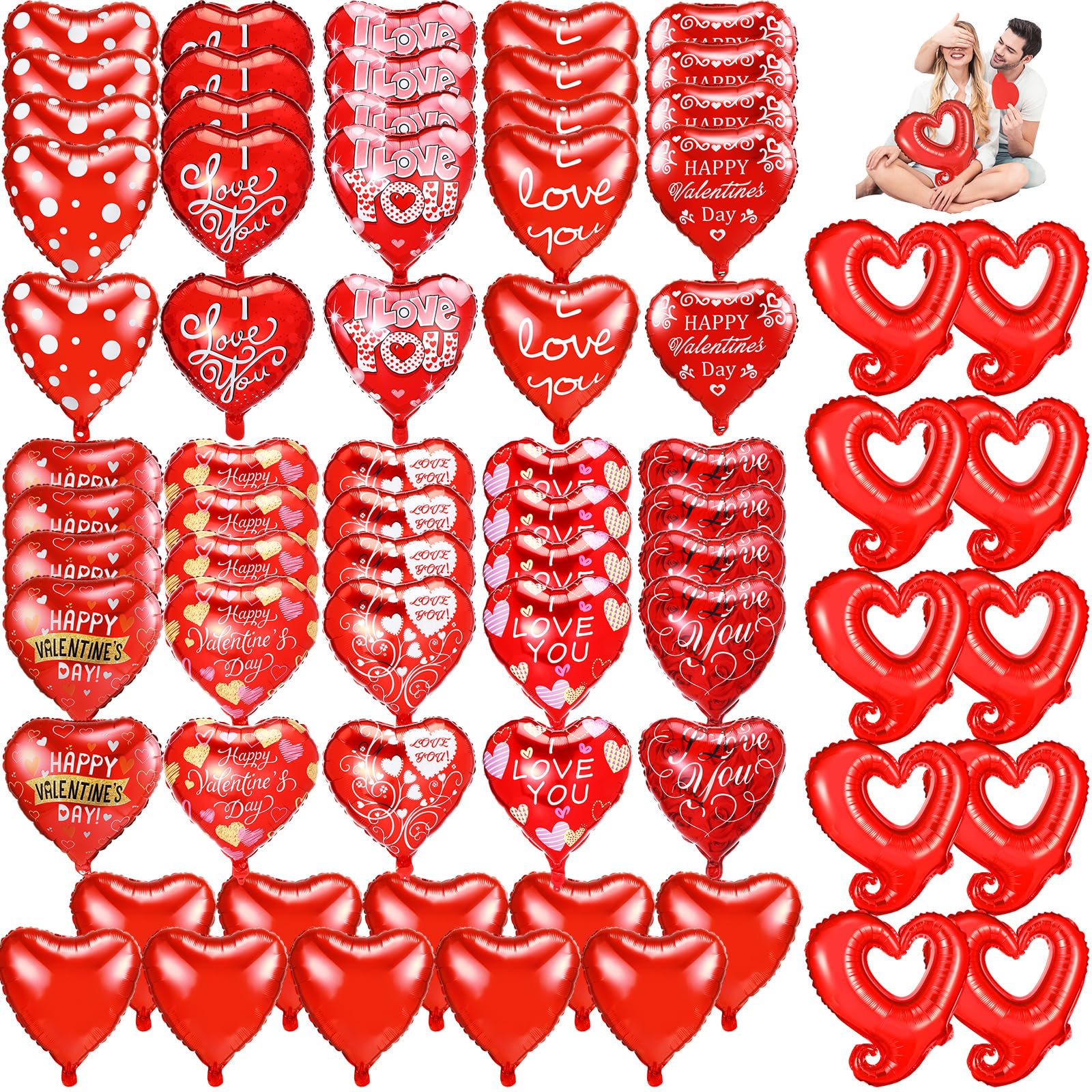 Amazon.com: Realspring 70 Pcs Valentines Day Balloon Set, 18 Inches ...
