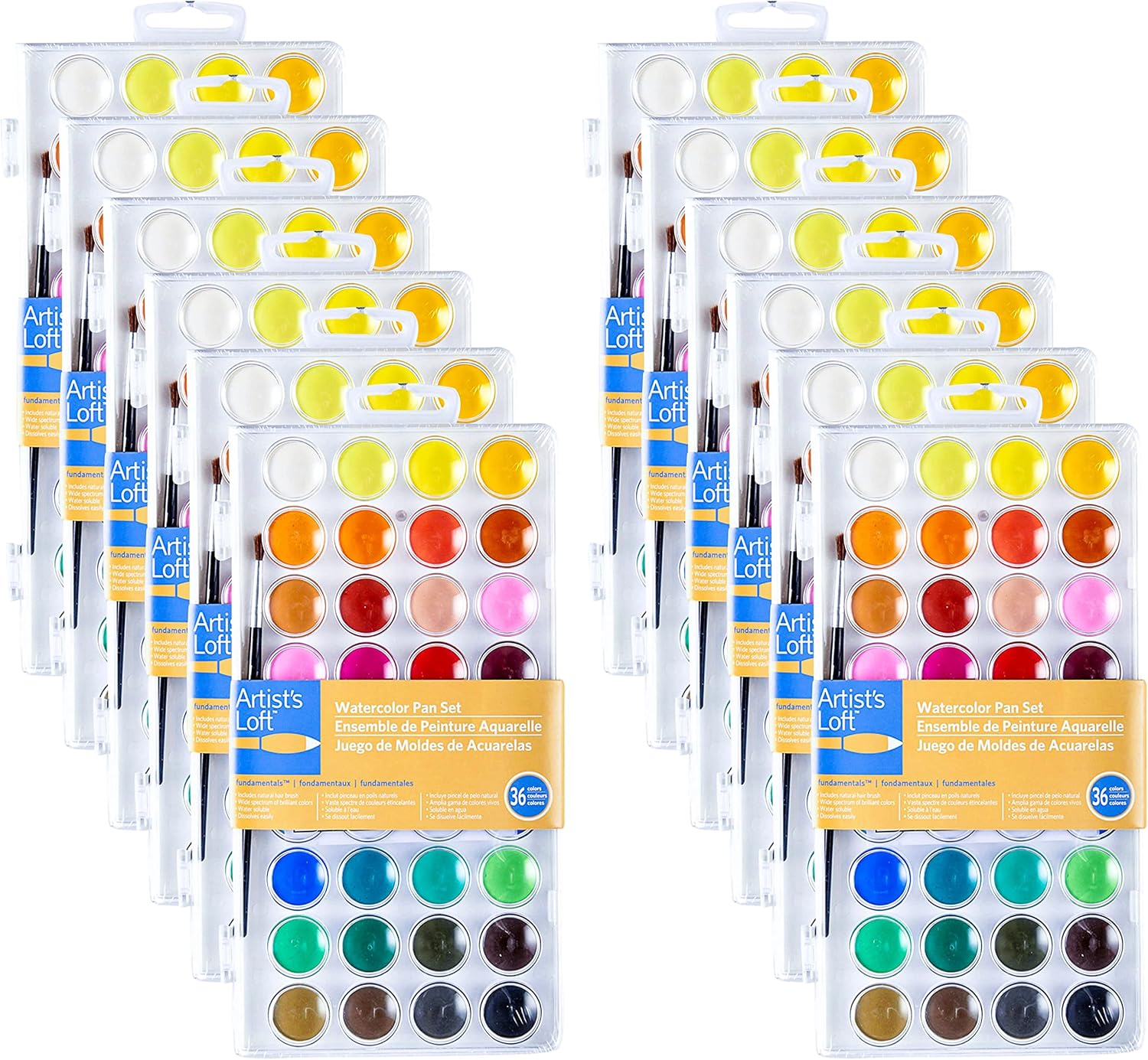 Amazon.com: Artist's Loft 36 Color Watercolor Pan Set with Natural Hair ...