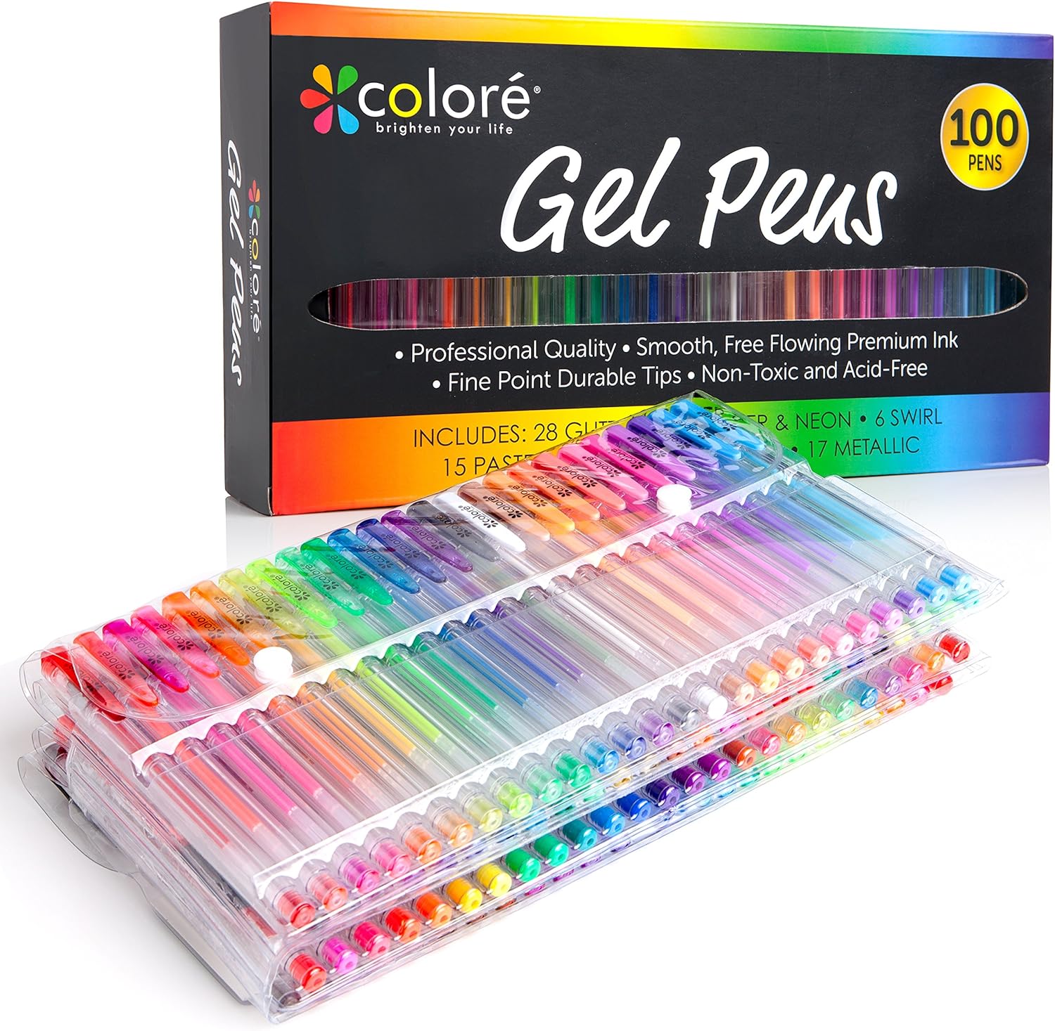 Amazon.com: Colore Gel Pens Set of 100 Drawing Art Markers for Adult ...
