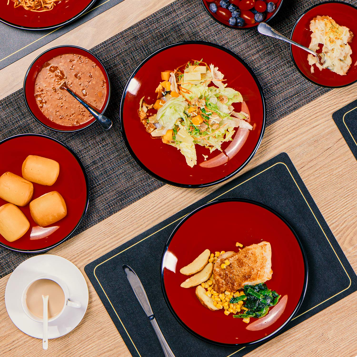Snapklik.com : TP Dinnerware Sets Service For 6, Melamine Dinner Plates ...