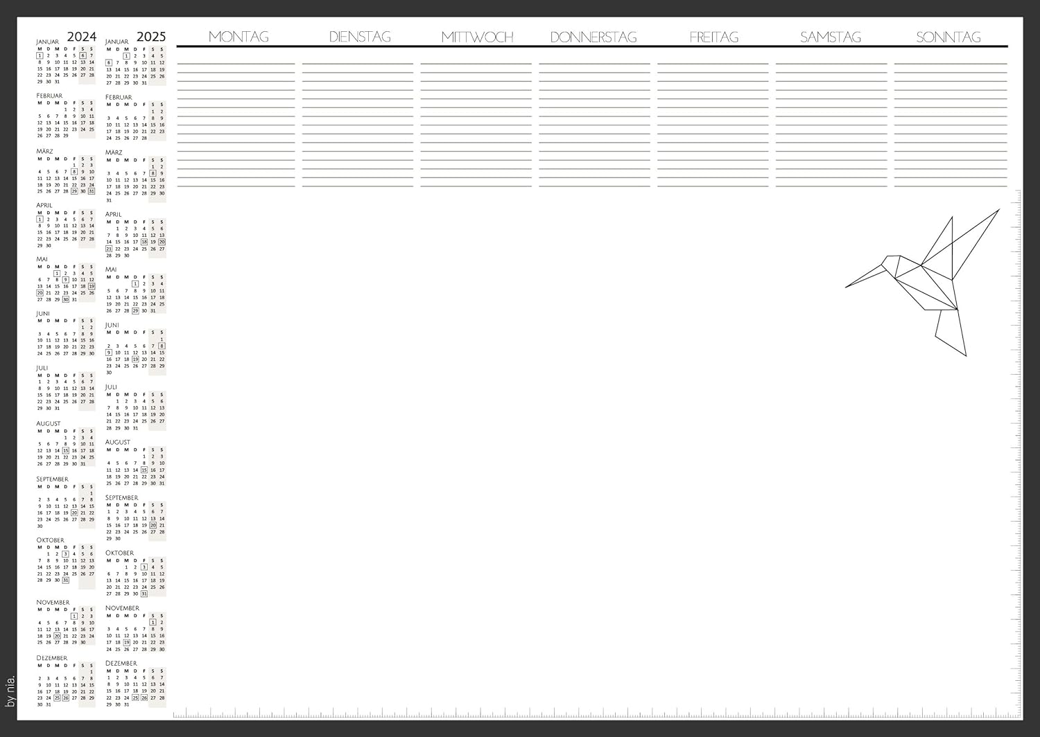 byNia® Desk Pad Paper A3 with Desk Pad Calendar 2025, Desk Pad Paper ...