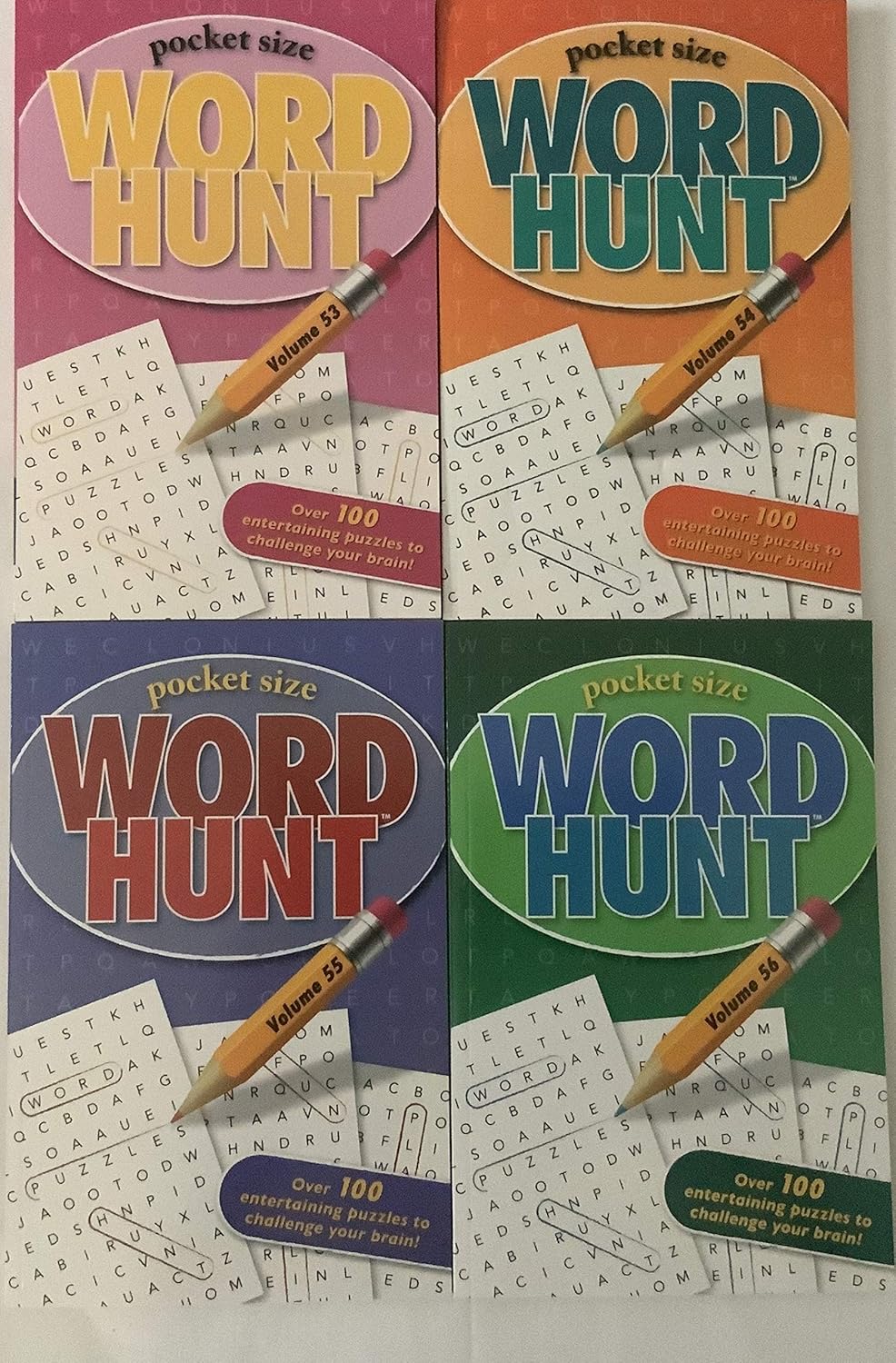 Lot of 4 Papp Pocket Size Word Hunt Puzzle Books Vol 53, 54, 55 & 56: ...