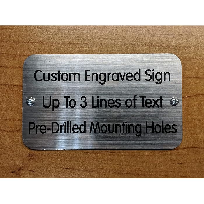 Buy Custom Engraved 3x5 Sign with Mounting Holes + Screws | Brushed ...