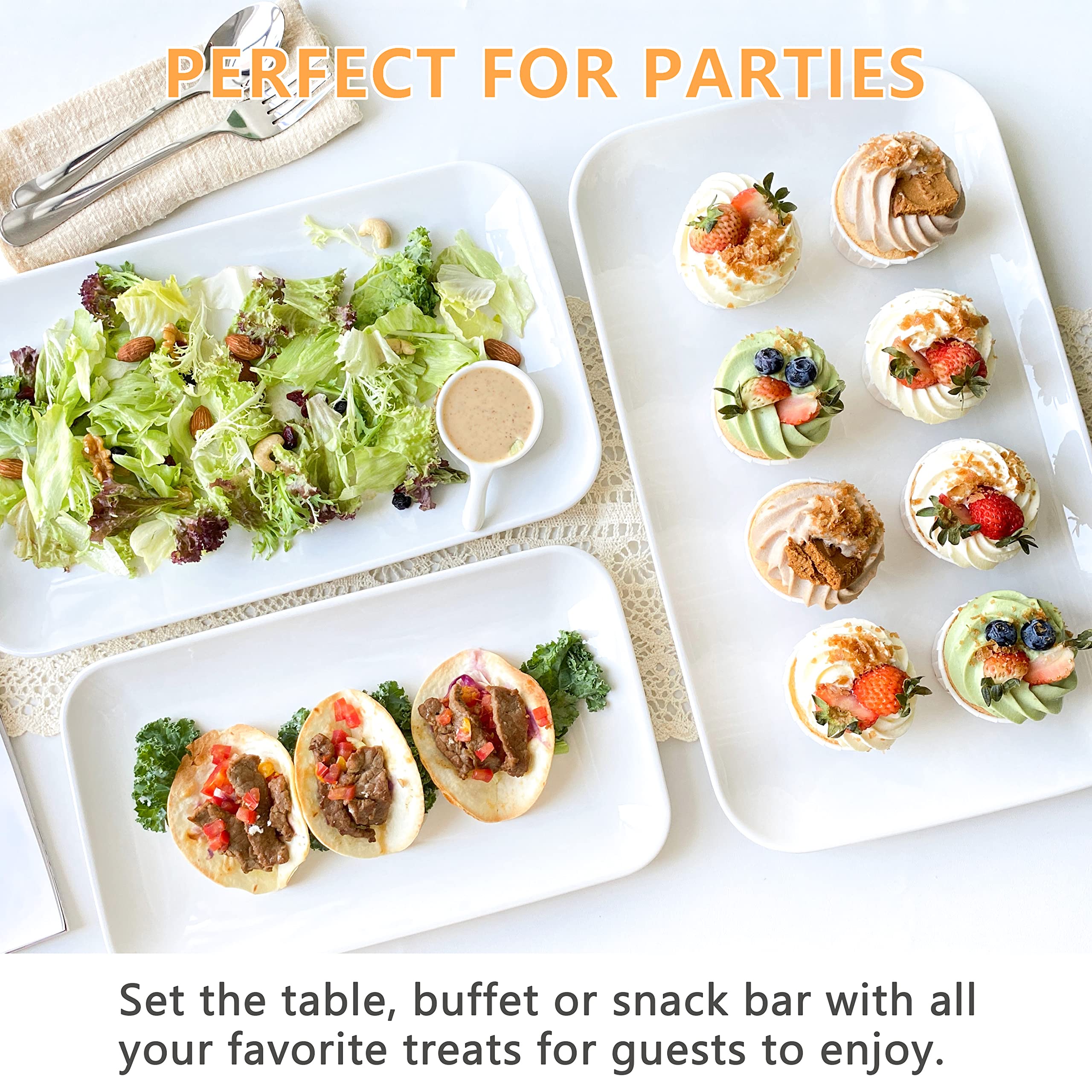 Snapklik.com : Large Serving Platter, 16"/14"/12" White Large Serving ...