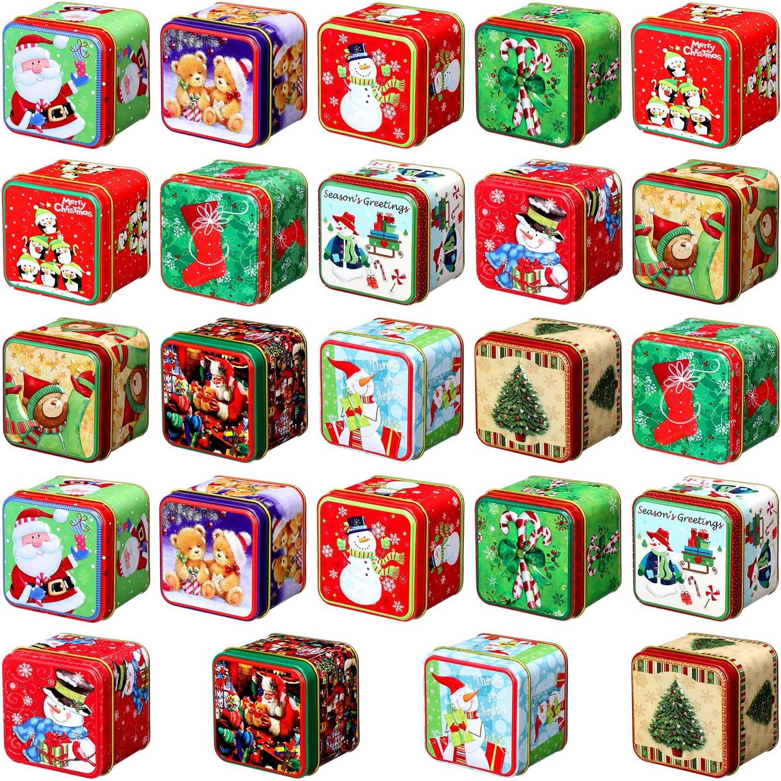 Amazon.com: Tandefio Christmas Cookie Tins with Lids, 6.3 inch Metal ...