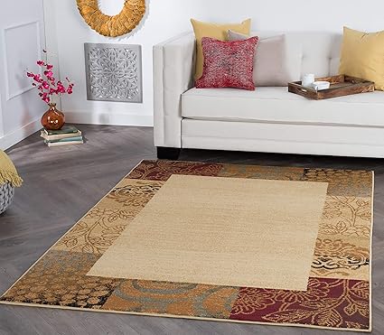 Amazon.com: Universal Rugs 105202 Ivory 5x7 Area Rug, 5-Feet by 7-Feet ...