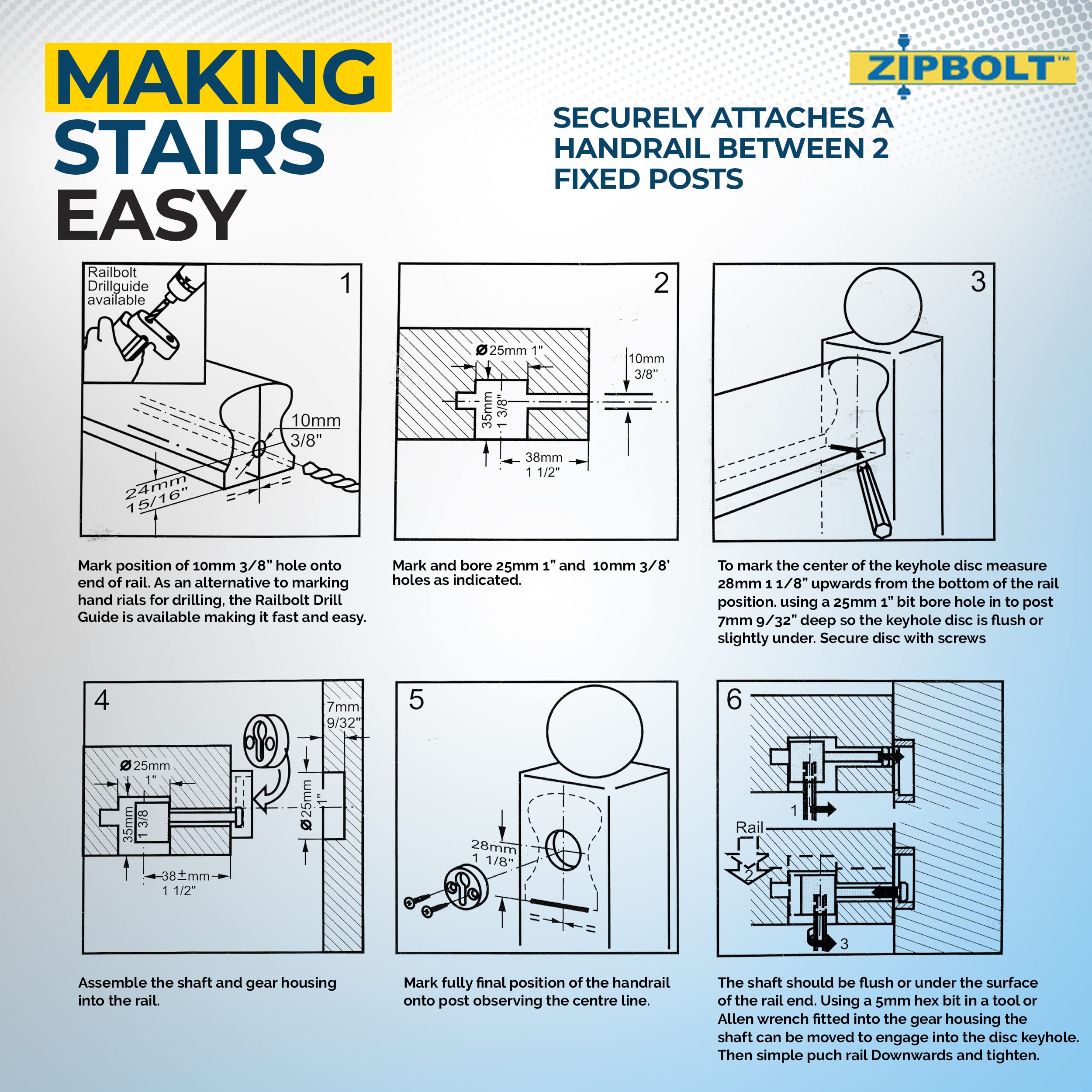 Snapklik.com : Zipbolt 13.810 Slipfix Railbolt Staircase Handrail Post ...